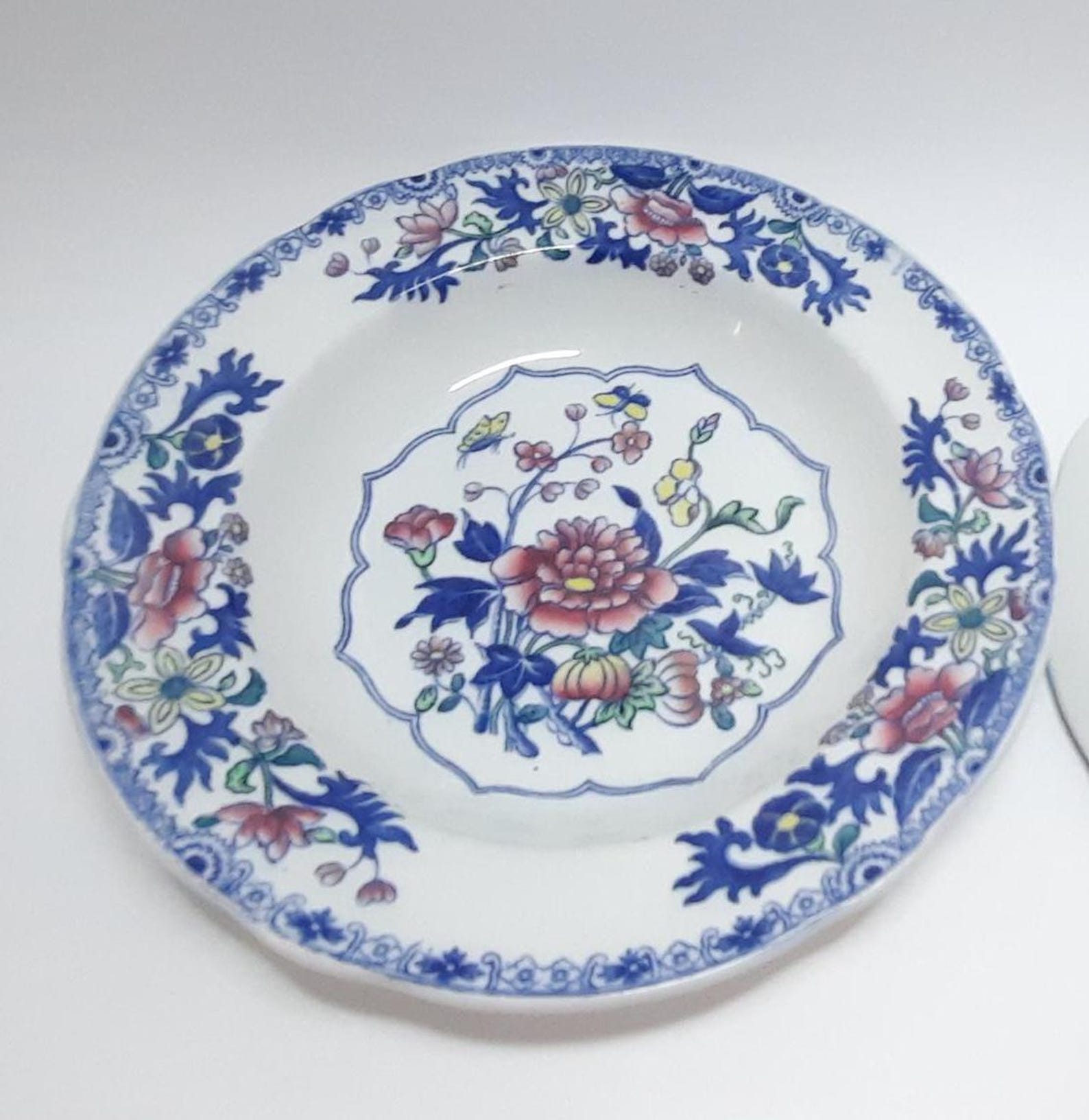 Vintage Spode Copeland Dish Plate Blue and Pink Floral - Etsy
