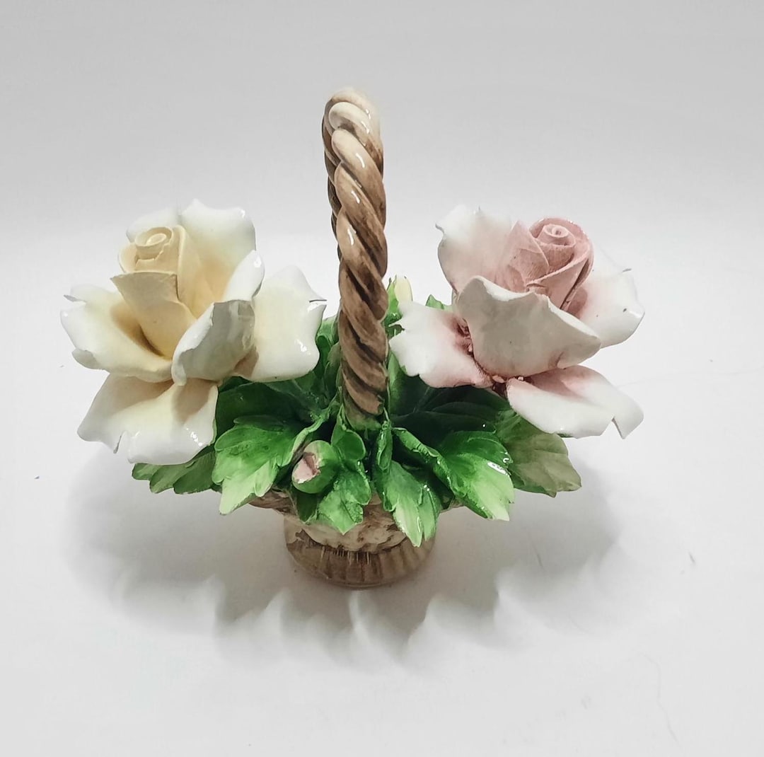 Vintage Capodimonte Porcelain Flowers Rose Basket - Etsy