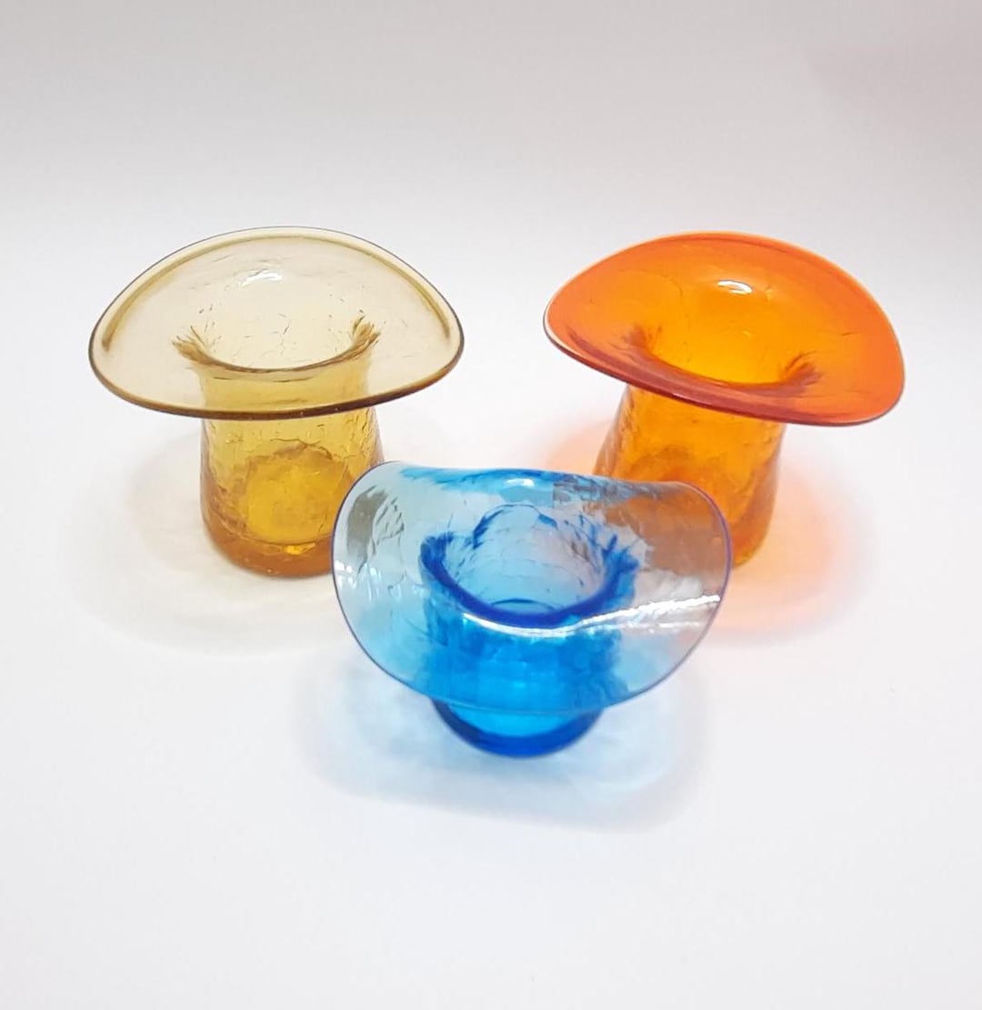 Crackle Glass Hats in Blue, Amber and Amberina - Etsy