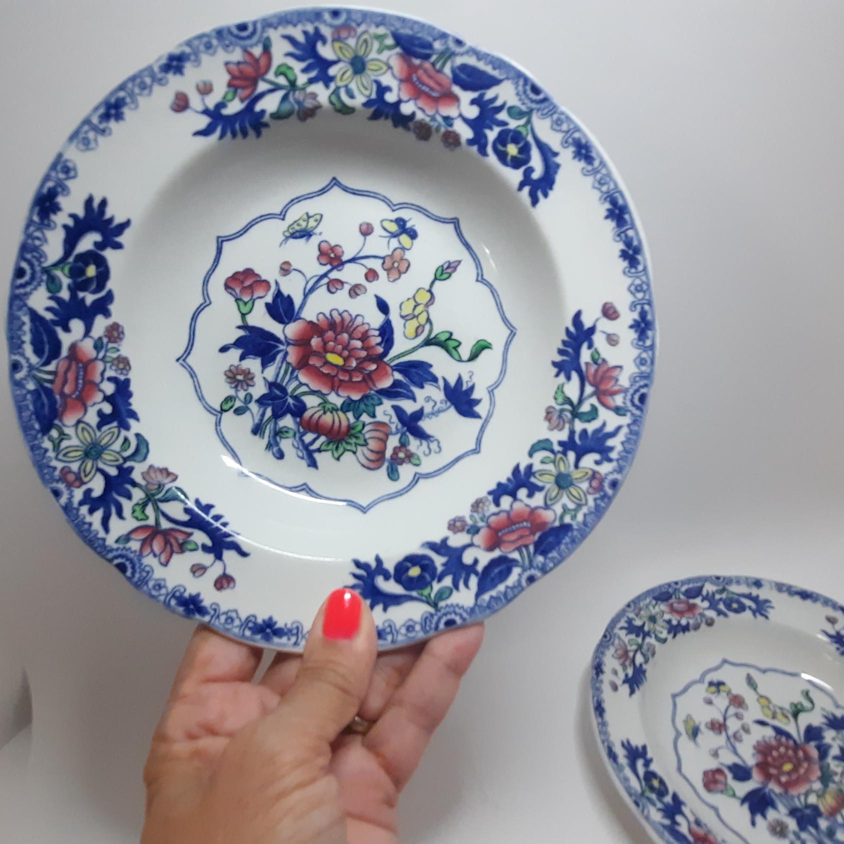 Vintage Spode Copeland Dish Plate Blue and Pink Floral - Etsy
