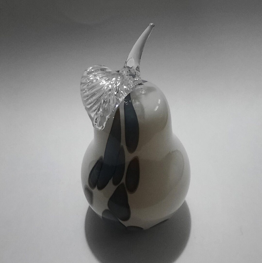 Handblown Glass Paperweight Fruit Pear White and Blue - Etsy