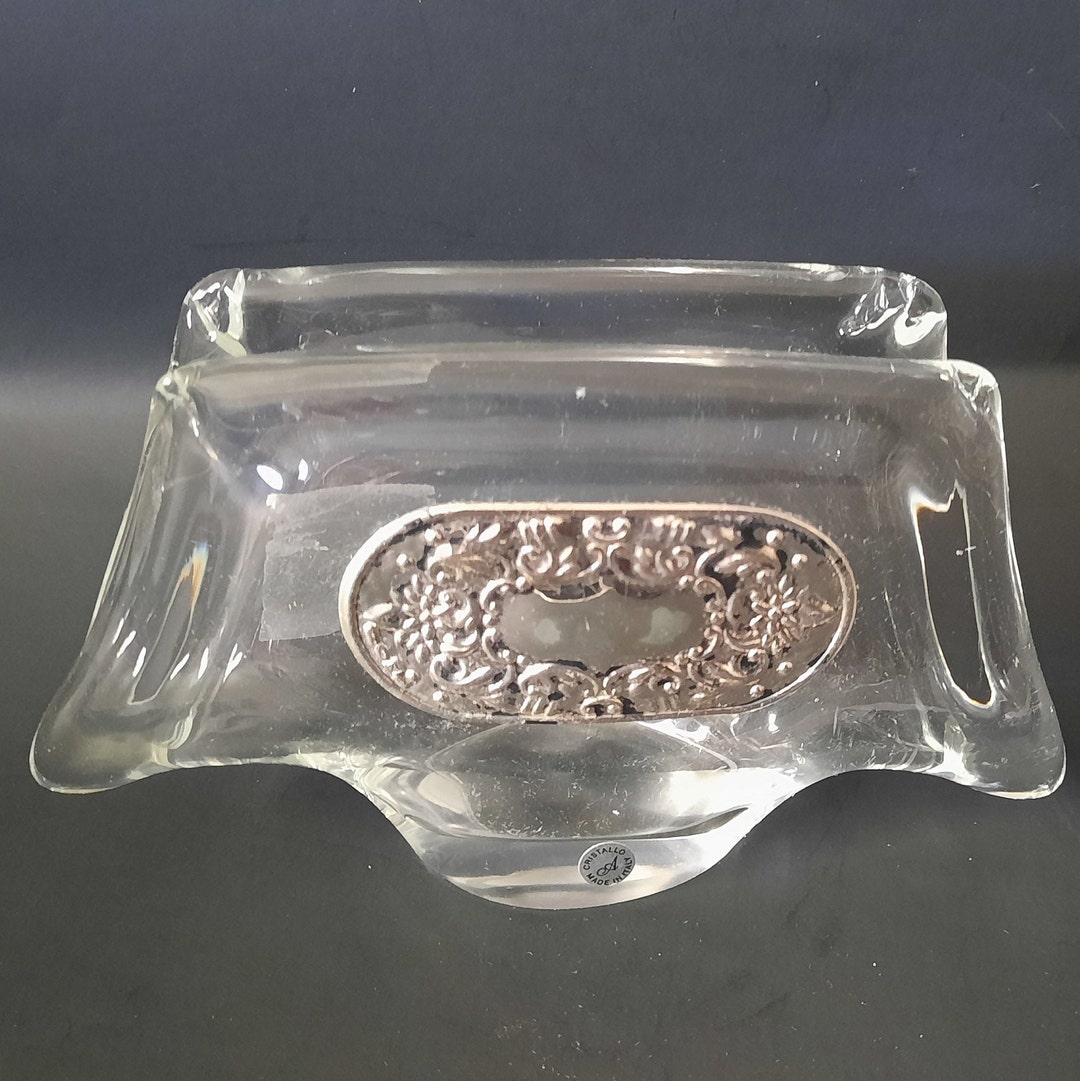Vintage Cristallo Glass Letter Holder Made in Italy - Etsy