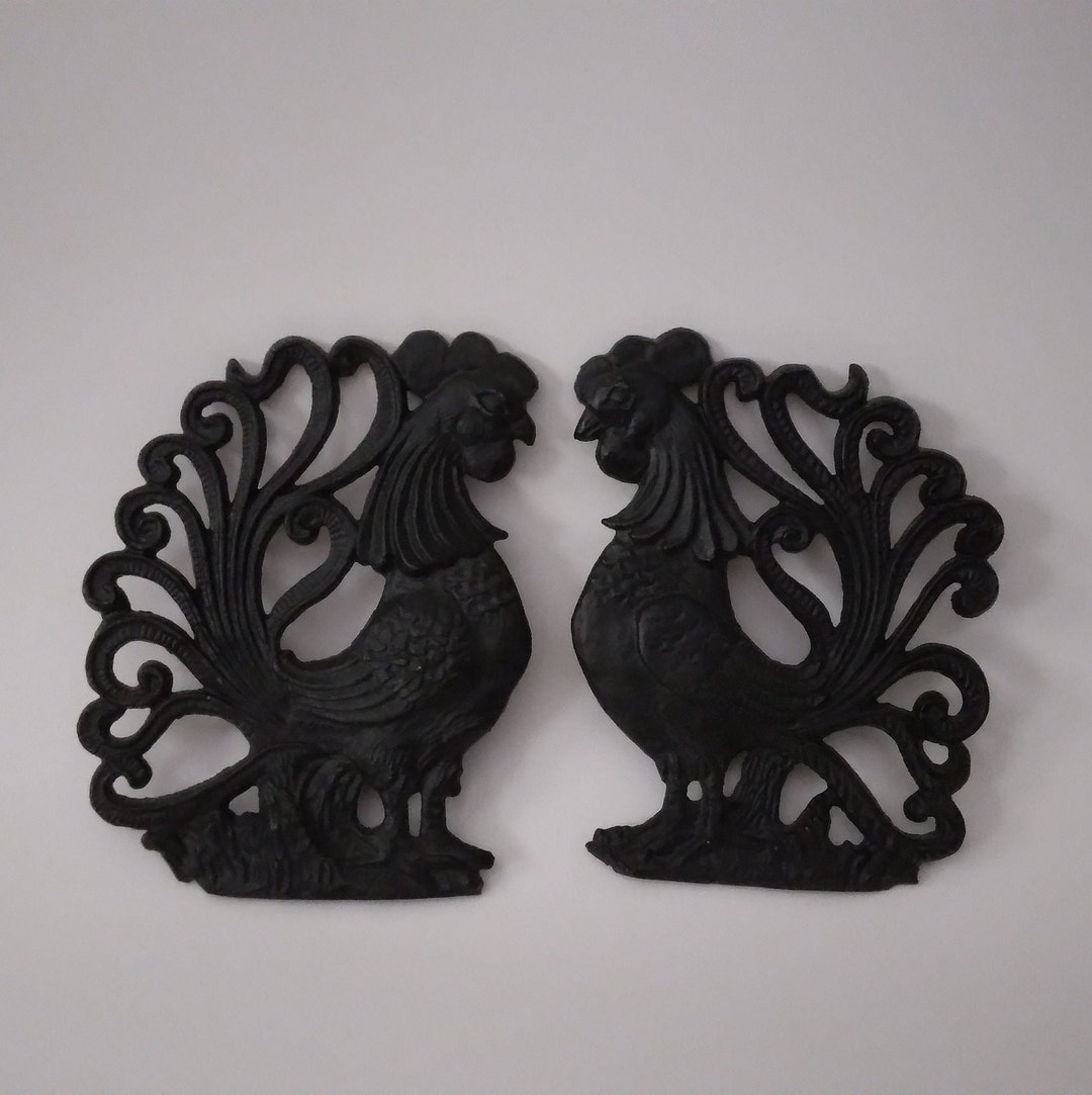 Vintage Cast Iron Rooster/chicken Wall Plaque Decoration - Etsy