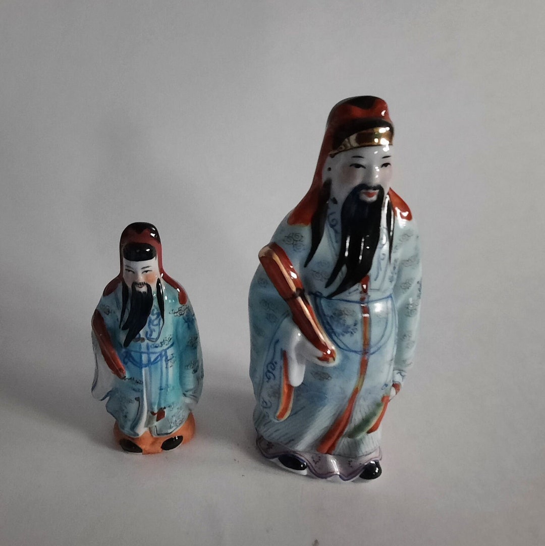 Vintage Chinese Wise Men Figurine Hand Painted Dressed in Blue - Etsy