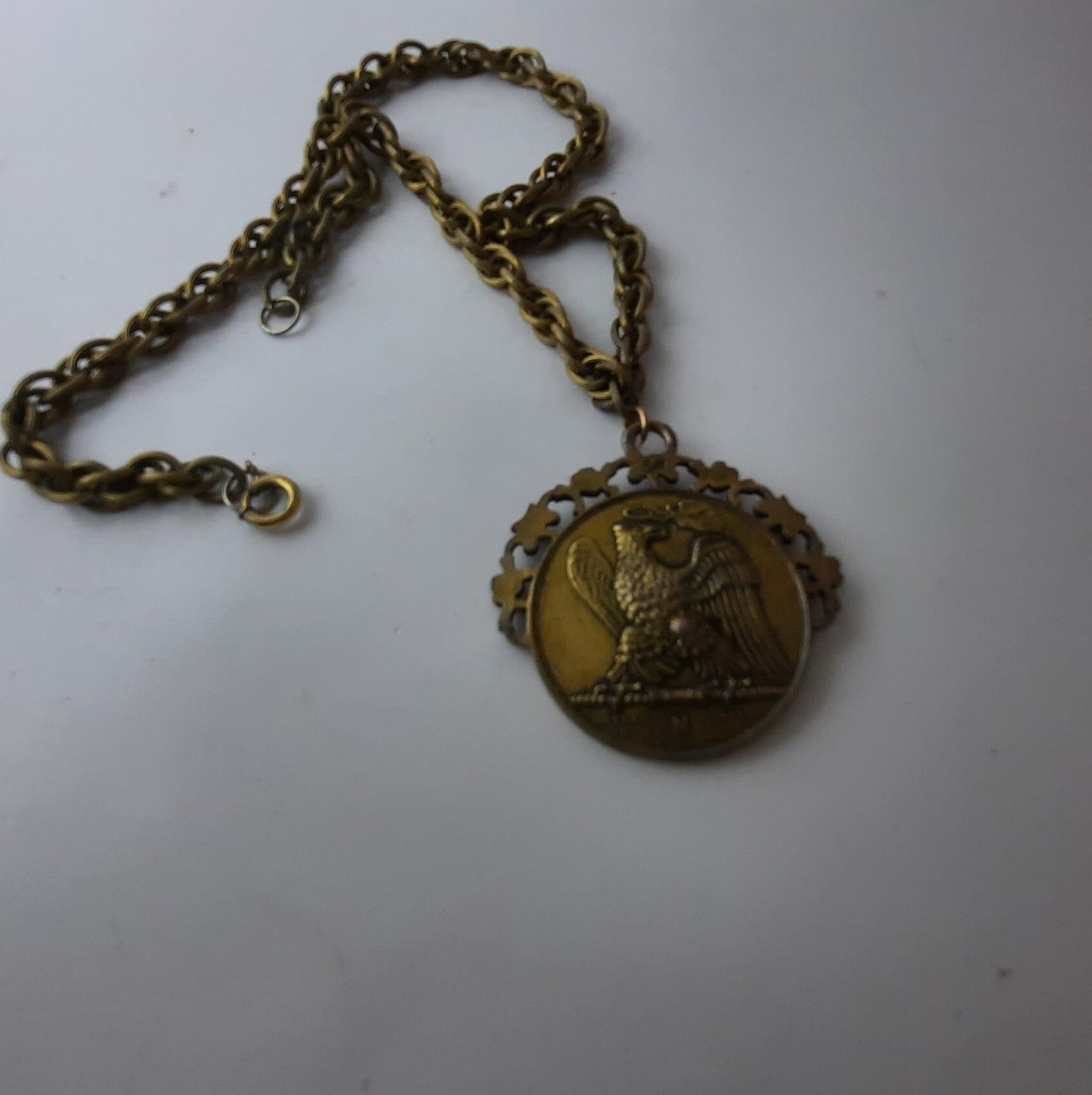 Gold Brass Tone Napoleon Eagle Vintage/antique Coro Medallion Chain - Etsy