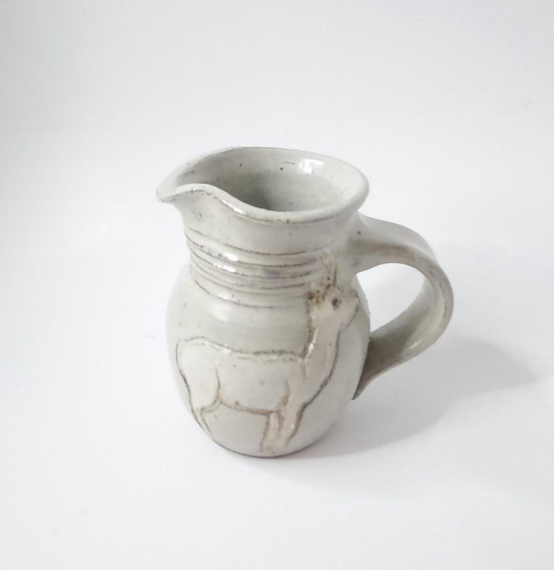 Creamer Pottery Jug Pitcher Deer Design - Etsy