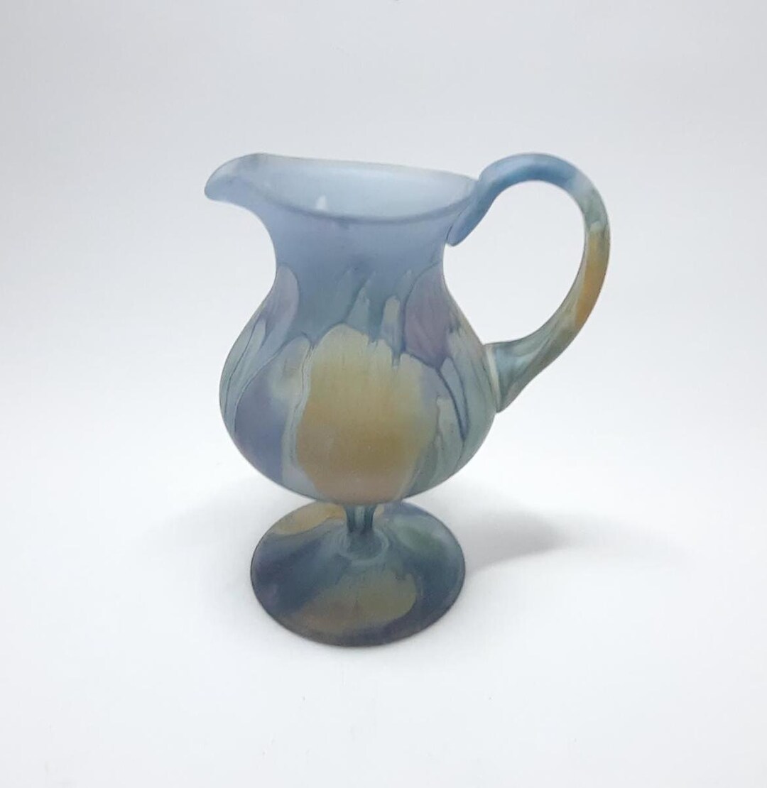 Vintage Rueven Art Glass Pitcher Multicolor Hand Painted - Etsy