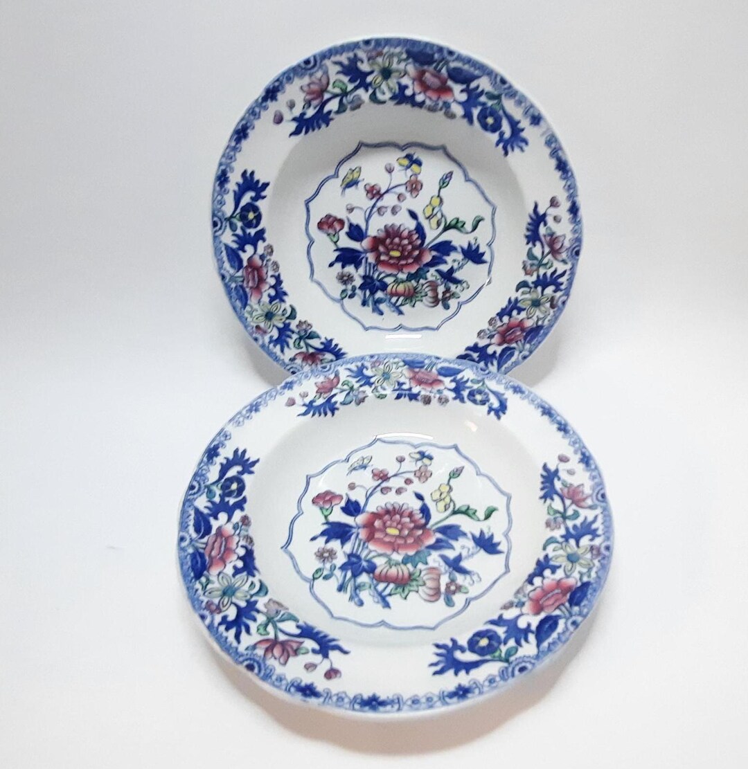 Vintage Spode Copeland Dish Plate Blue and Pink Floral - Etsy