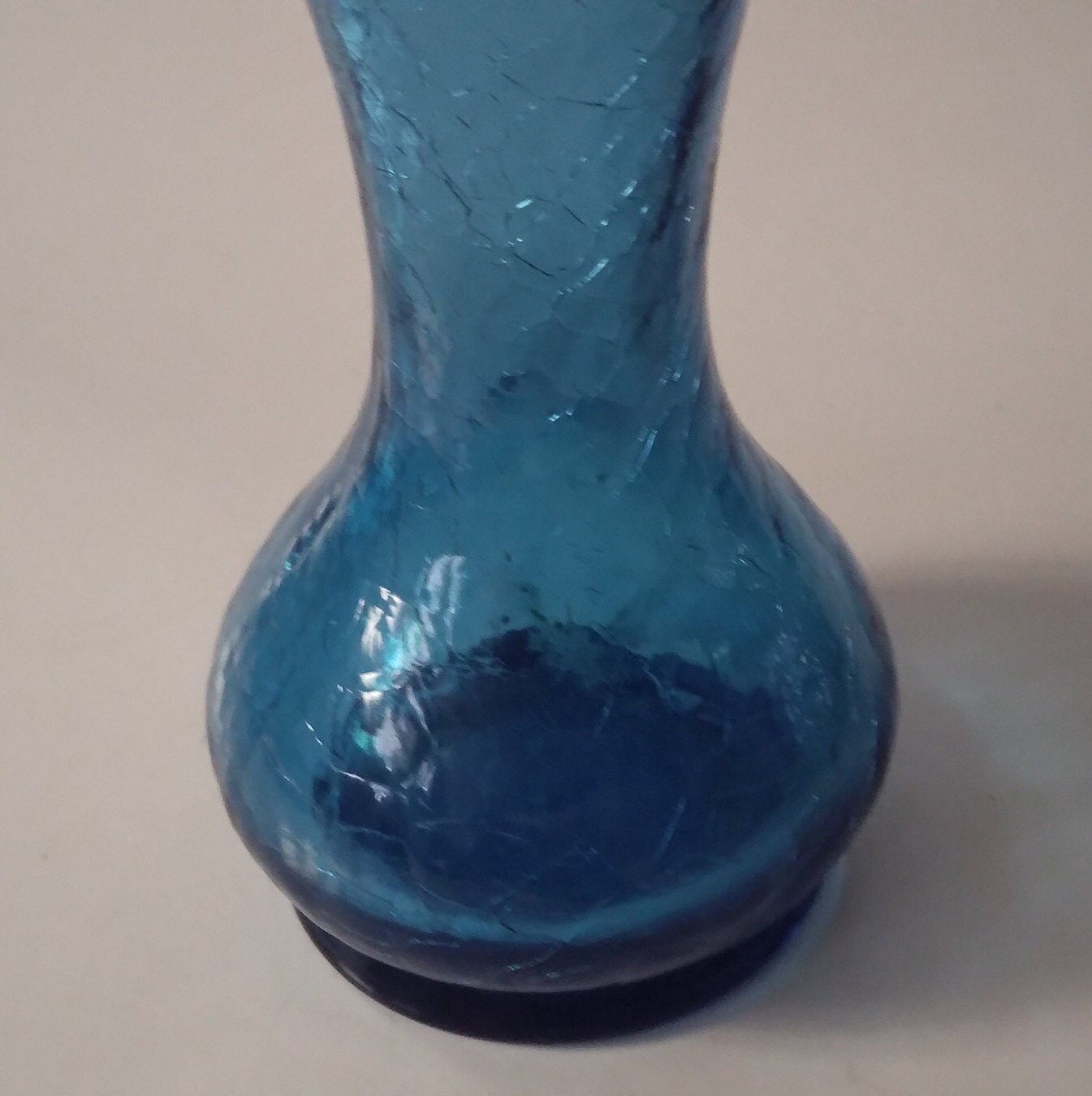 Vintage Crackle Glass Blue Bud Vase Ruffle Edge - Etsy