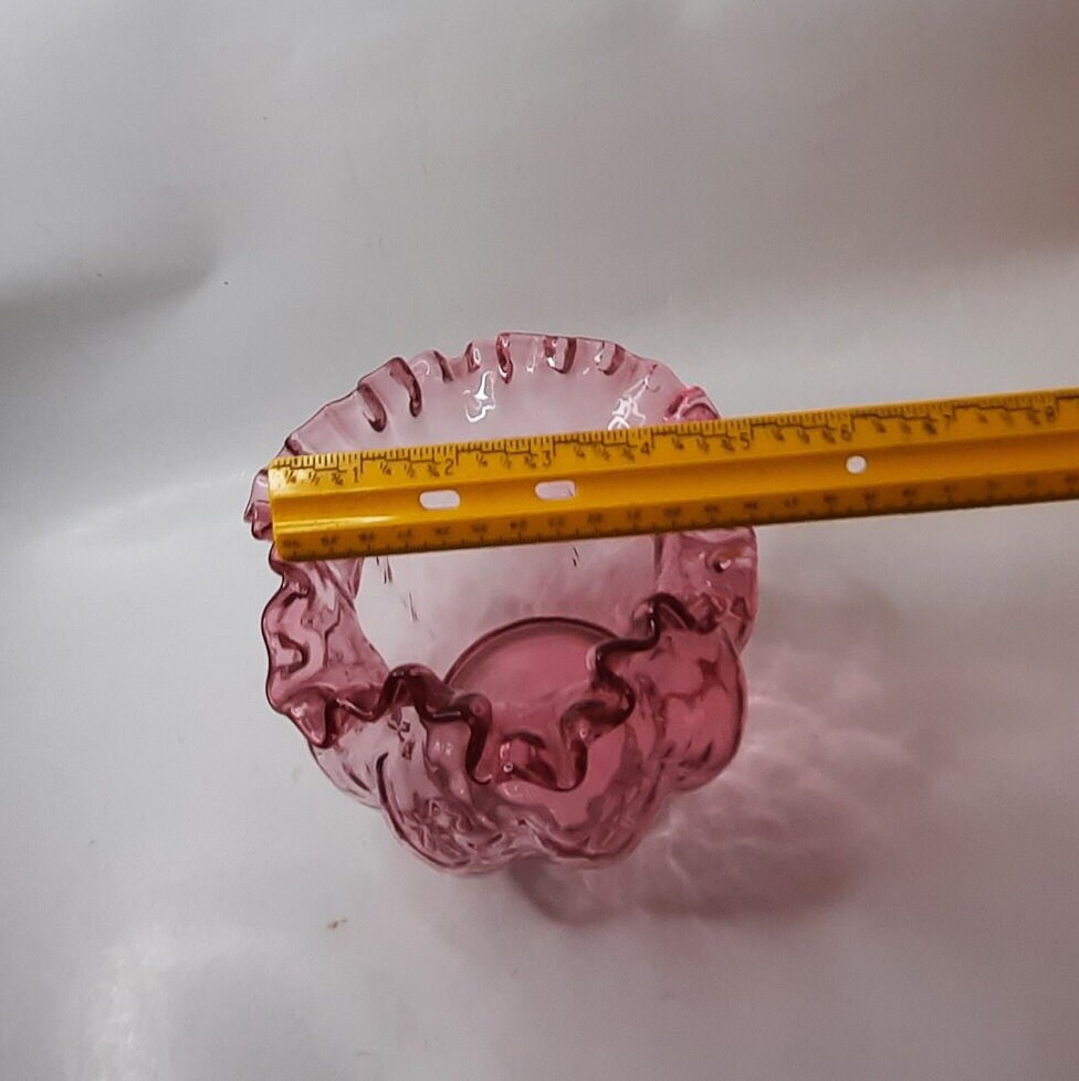 Fenton Cranberry Diamond Ruffled Pink Vase - Etsy