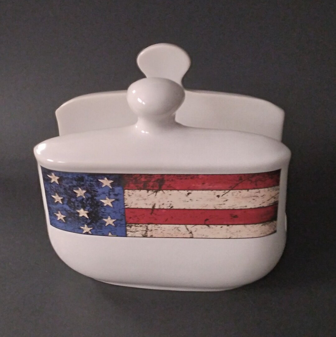 Vintage Colonial 1997 Warren Kimble Flag Napkin Holder - Etsy
