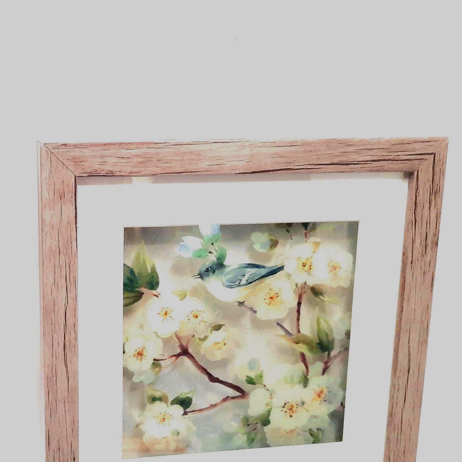 Wall Hanging Wooden Frame Decor Bird and White Flower - Etsy