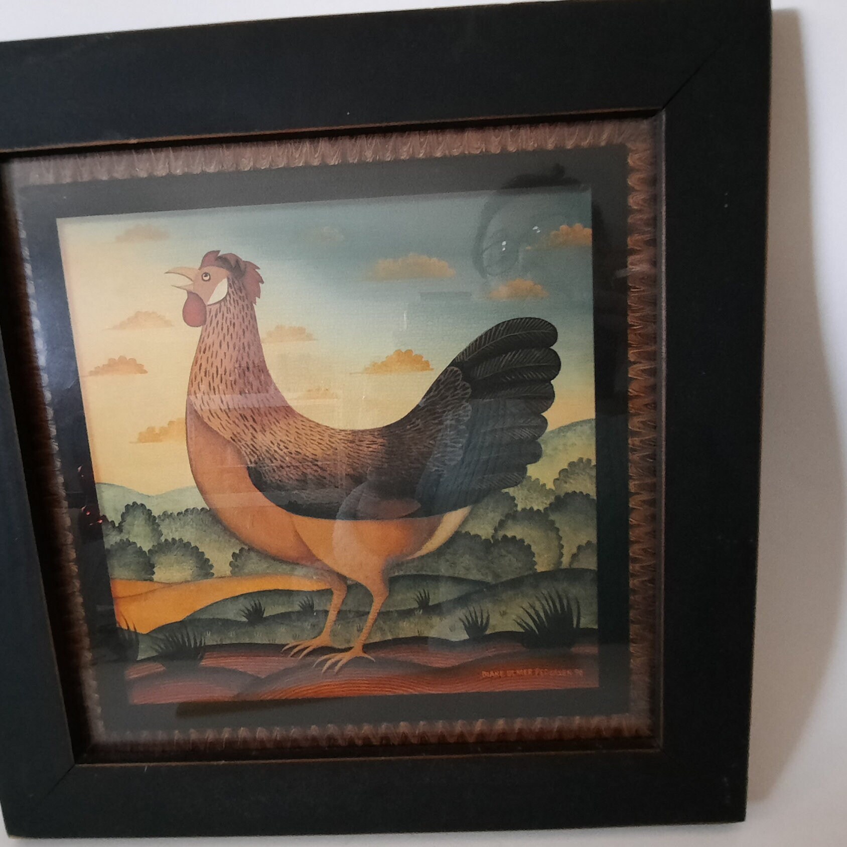 Diane Ulmer Pedersen Black Wood Frame Hen Chicken - Etsy
