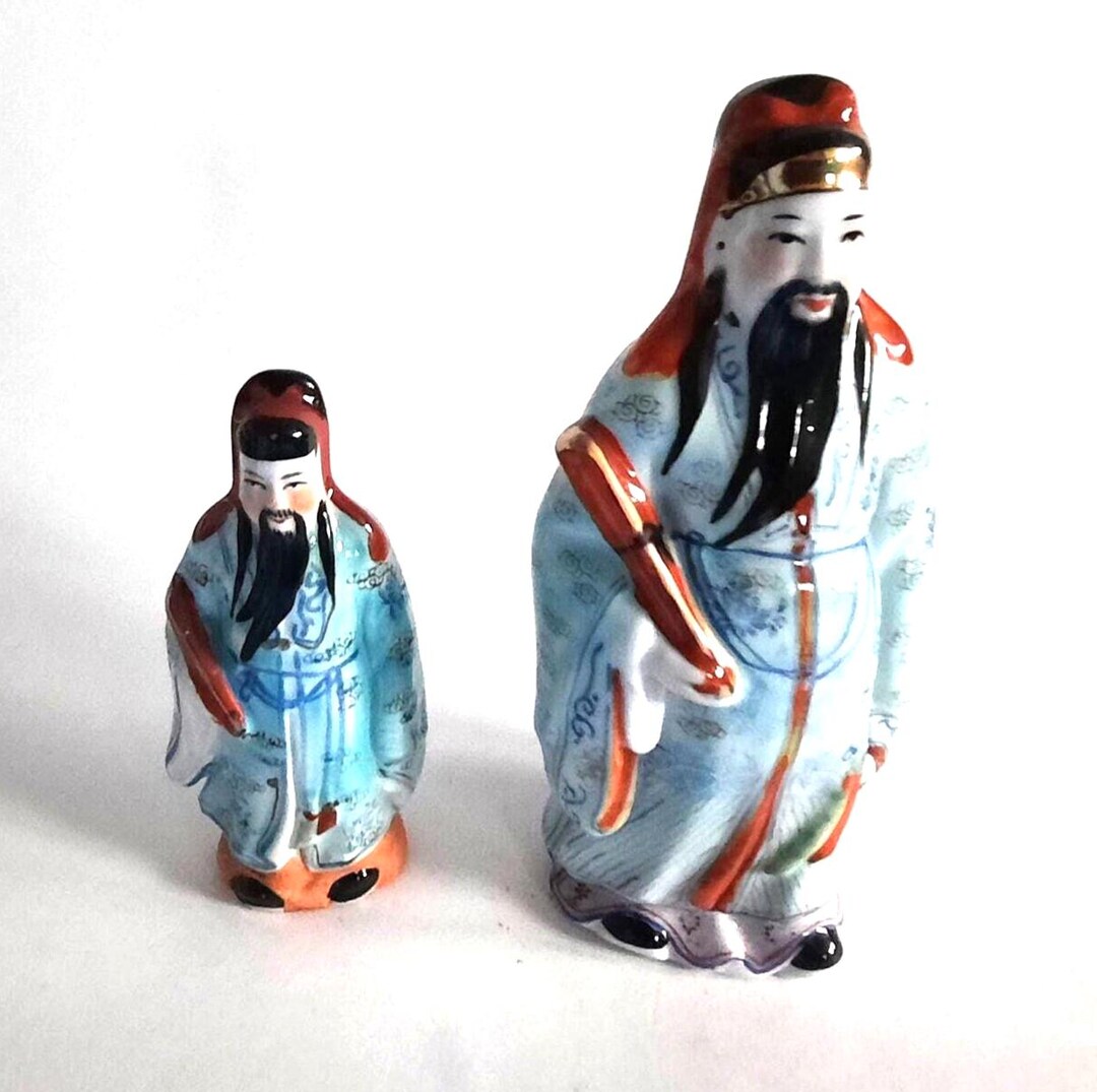 Vintage Chinese Wise Men Figurine Hand Painted Dressed in Blue - Etsy
