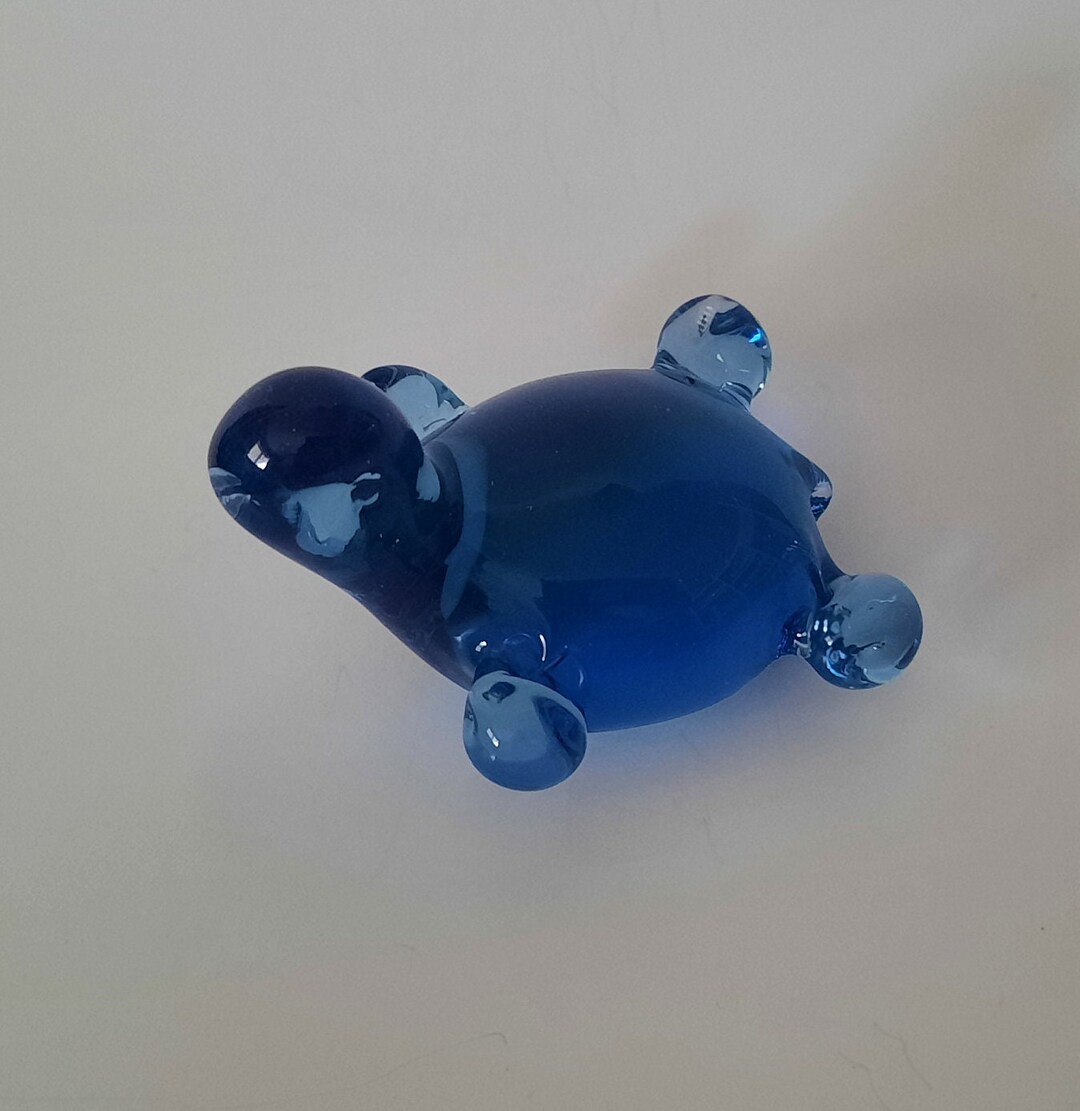 Cobalt Blue Handblown Art Glass Turtle Figurine - Etsy