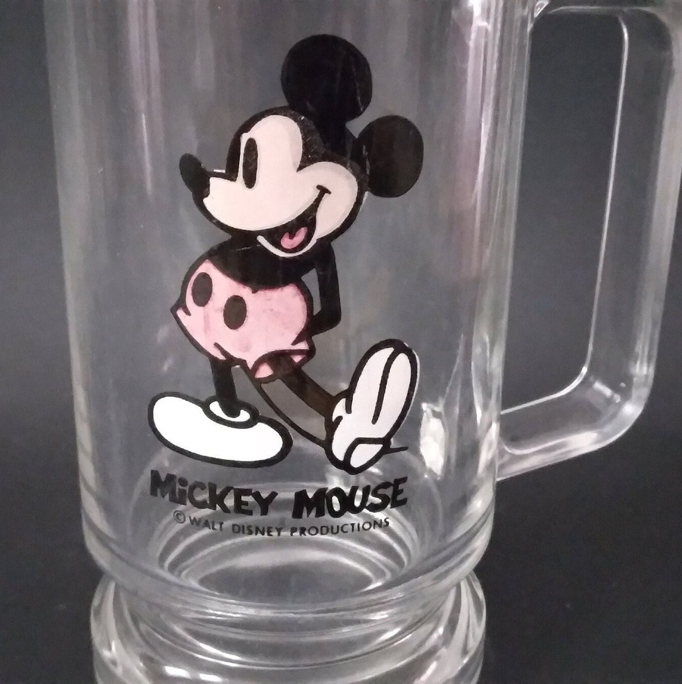 Vintage Walt Disney Production Mickey Mouse Clear Glass Mug - Etsy
