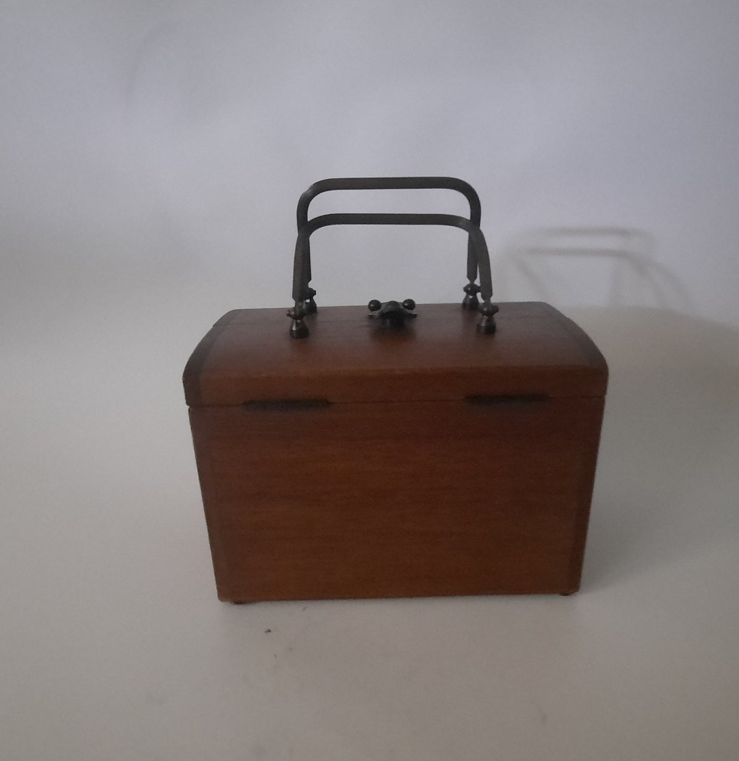 Vintage Wooden Purse Cosmetic Bag - Etsy
