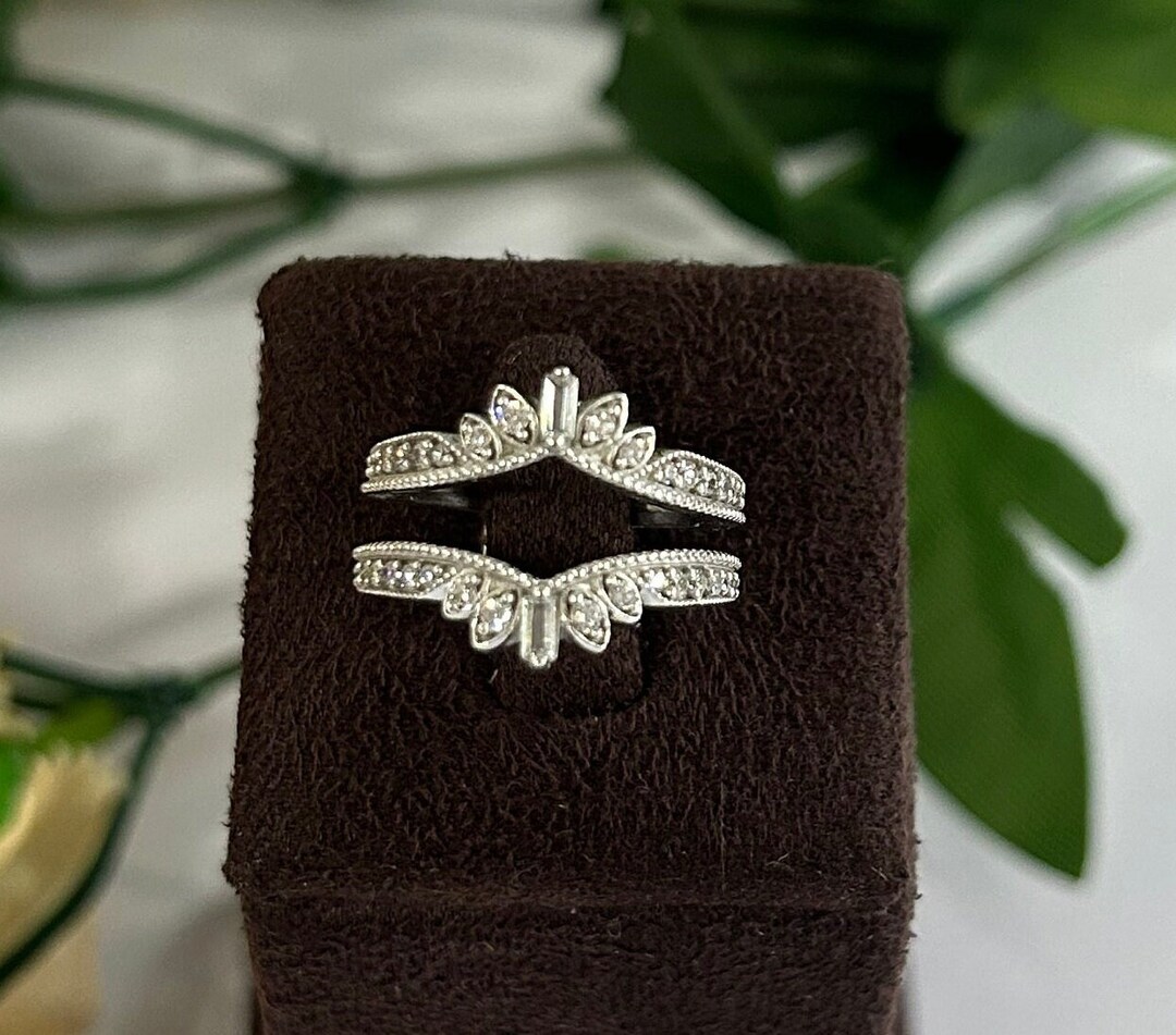 Vintage Diamond Ring Enhancer Baguette Ring Guard Engagement Ring ...
