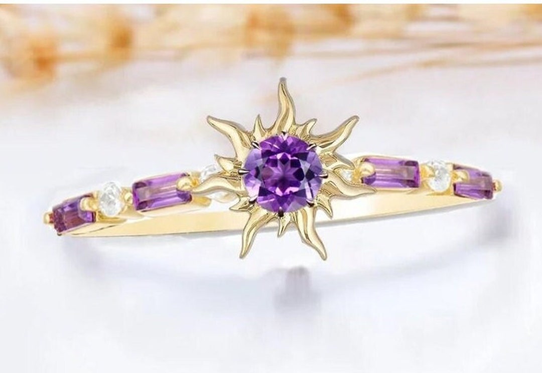 Tangled Rapunzel Wedding Ring Magic Sunflower Ring Baguette - Etsy