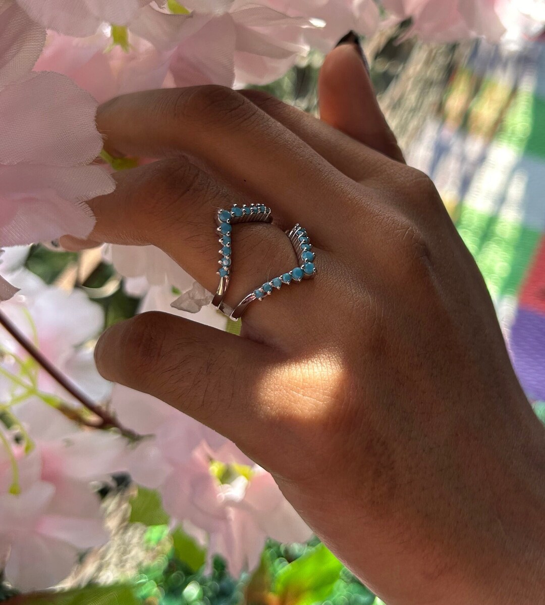 Antique Turquoise Band Turquoise Wedding Ring Enhancer 14K Gold Vermeil ...