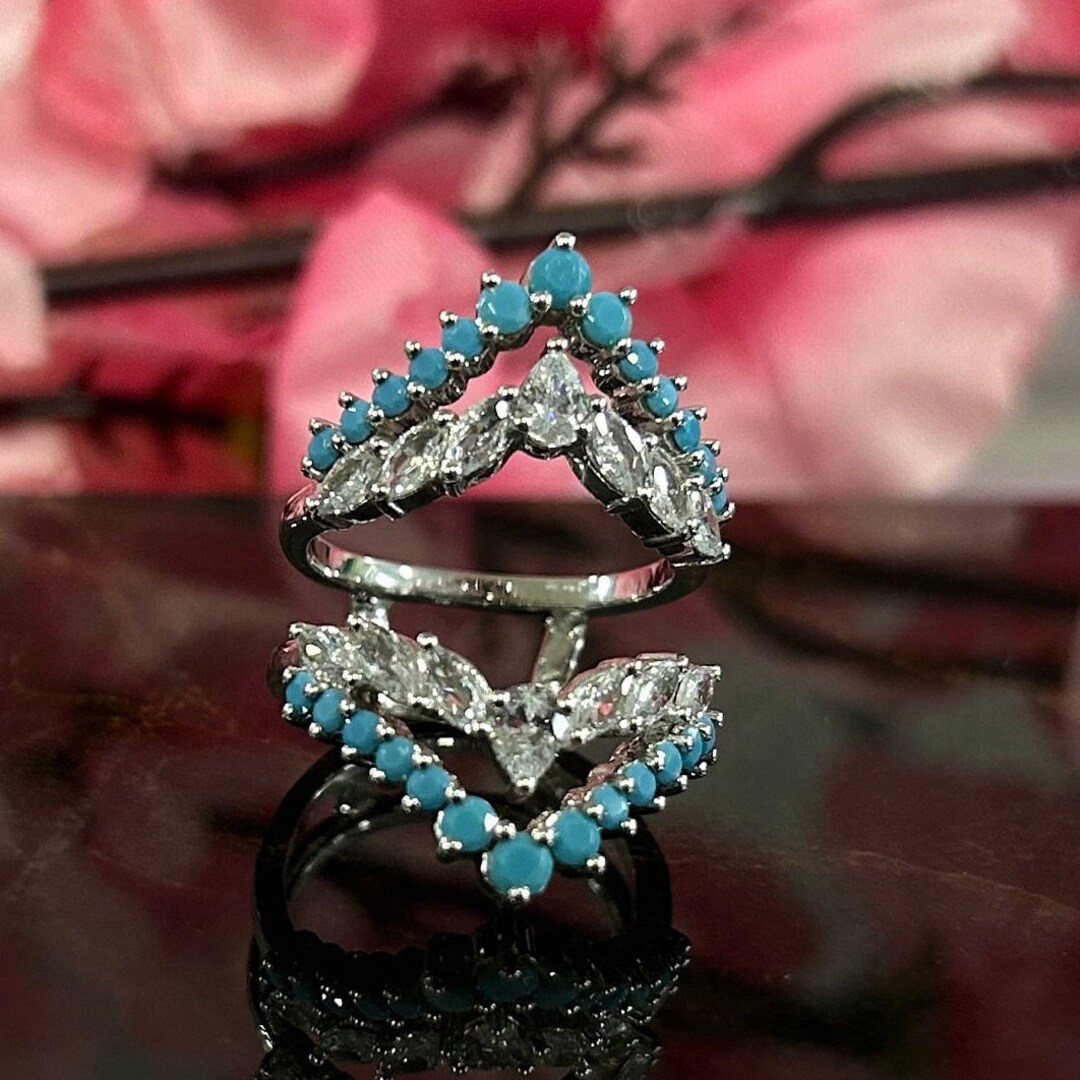 Turquoise Ring Guard Wedding Ring Enhancer Turquoise Band Solid Silver ...