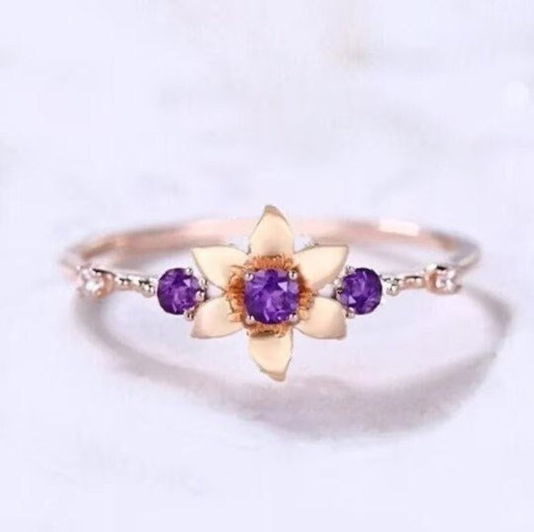 Tangled Rapunzel Amethyst Engagement Ring 14K Rose Gold Vermeil ...