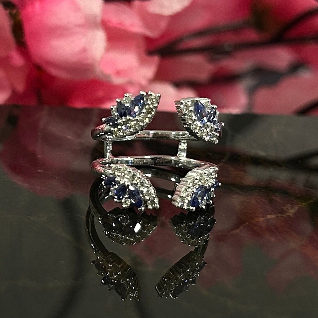 Vintage Blue Sapphire Ring Enhancer Open Ring Guard Sterling Silver ...