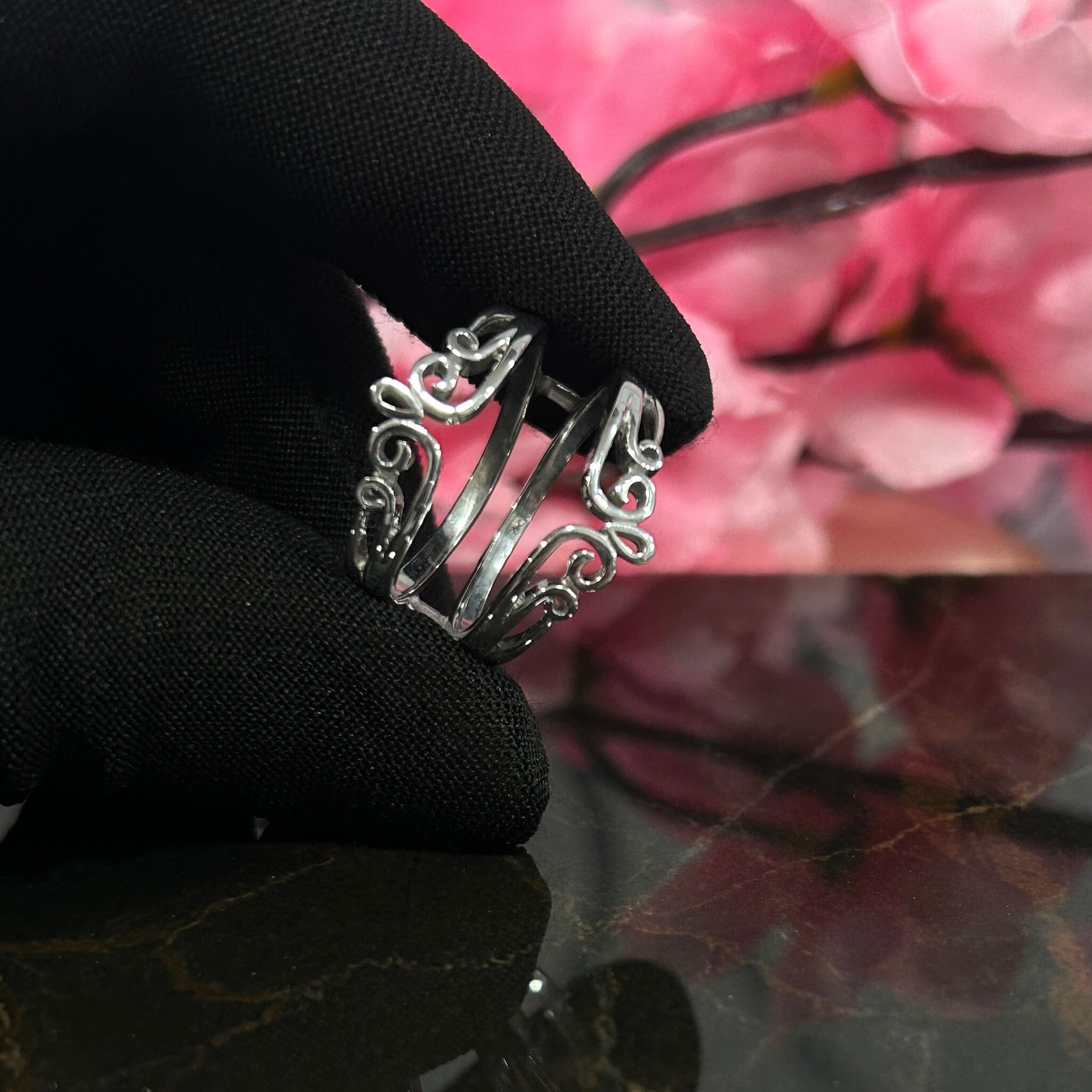 Plain Ring Enhancer Vintage Ring Guard 925 Sterling Silver Engagement ...