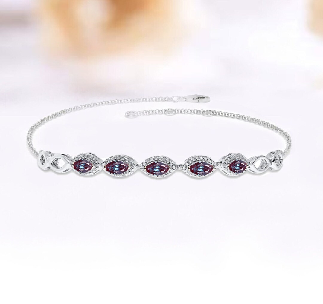 Natural Alexandrite Bracelet Color Changing Gemstone Alexandrite Link ...
