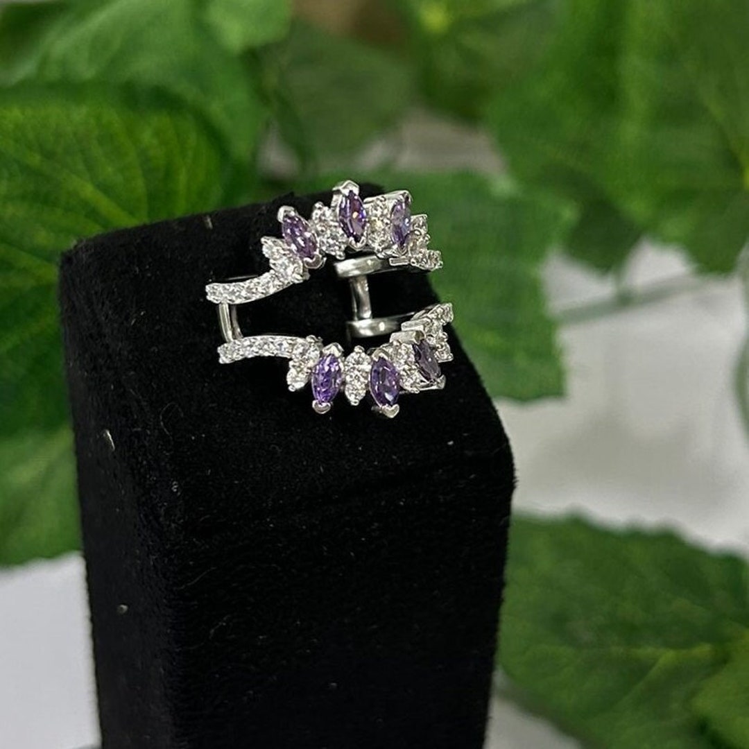 Purple Amethyst Ring Diamond Ring Enhance Wraps Gold Vermeil Engagement Ring Guard Wedding Ring ...