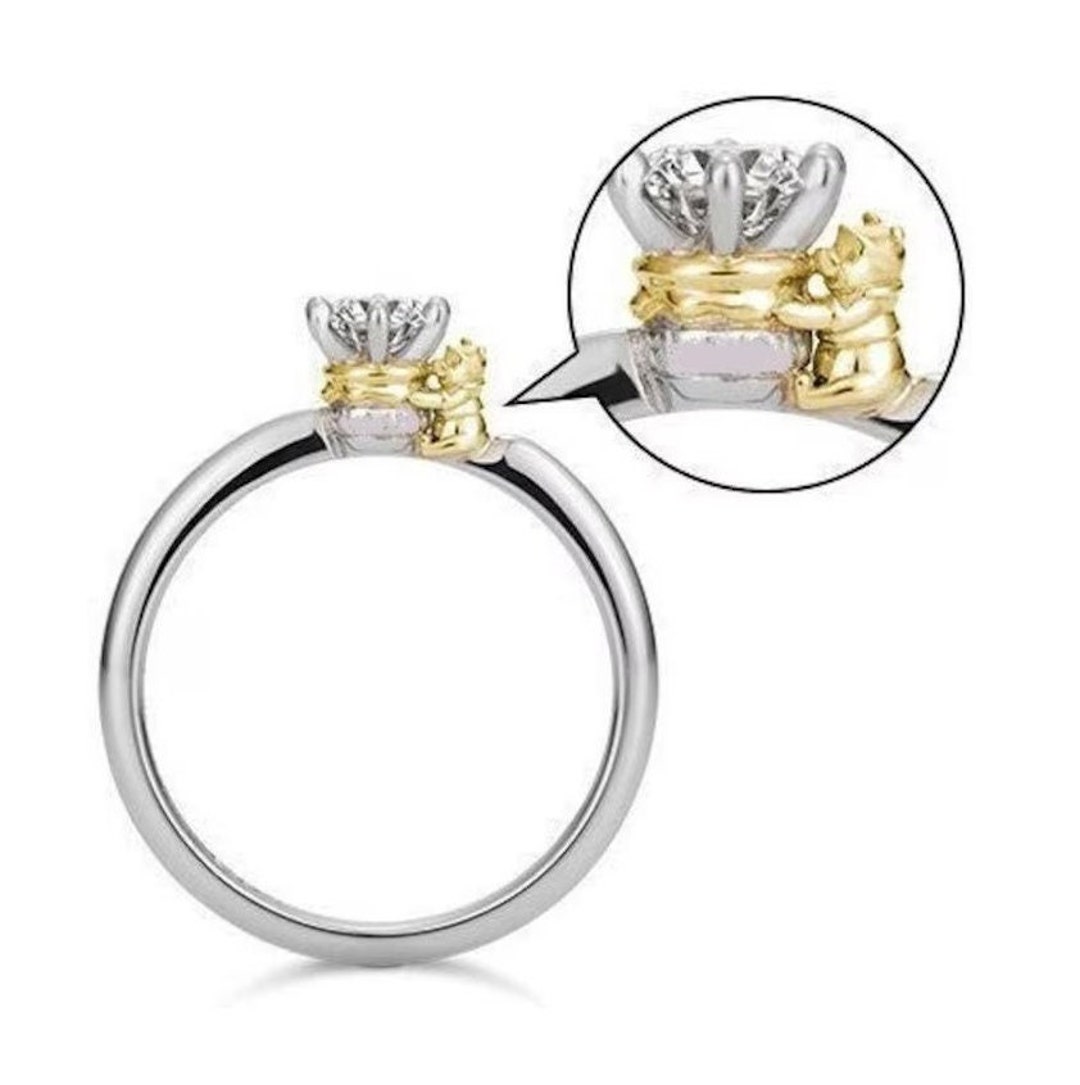 Disneys Winnie the Pooh Ring, Dainty Cartoon Wedding Ring Sterling ...