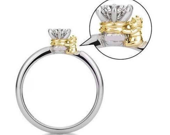 Disneys Winnie the Pooh Ring, Dainty Cartoon Wedding Ring Sterling ...
