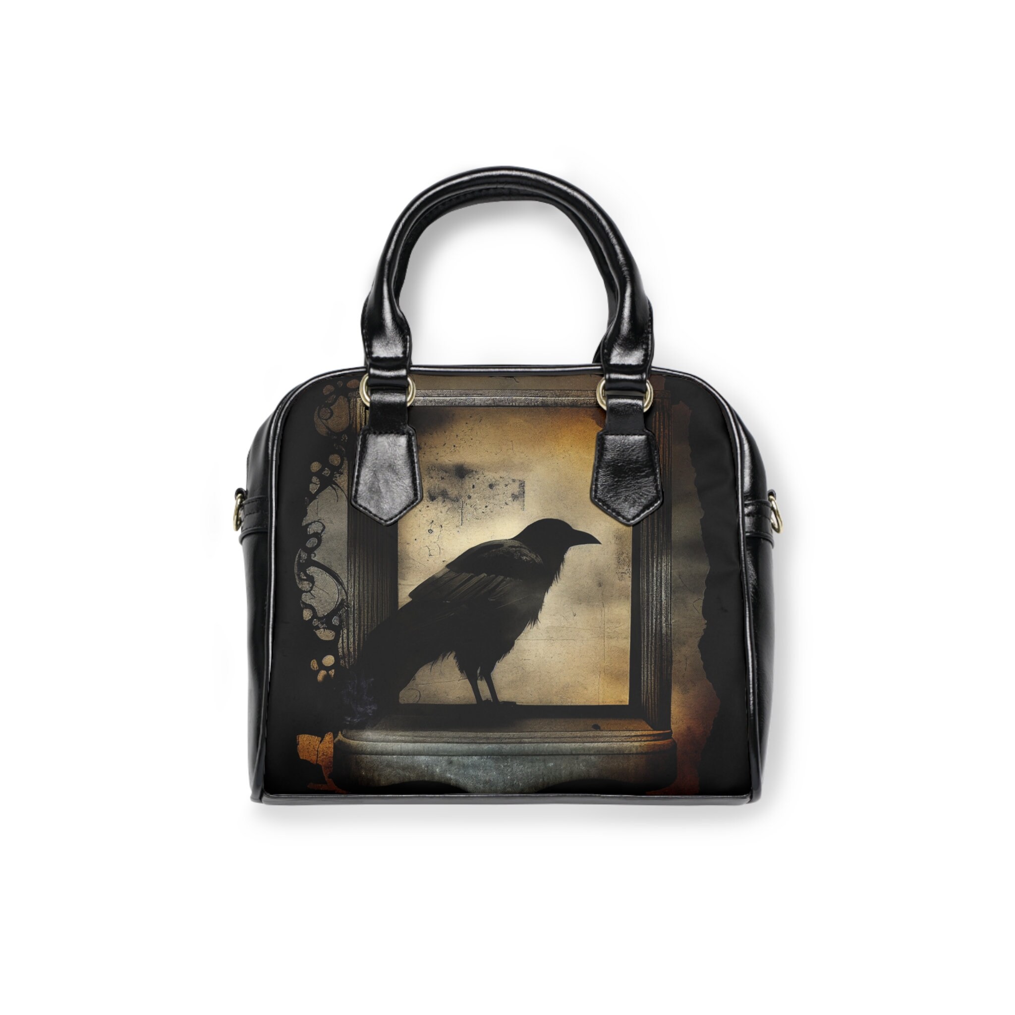 Raven Shadow Purse Gothic Raven Handbag With Zipper and - Etsy