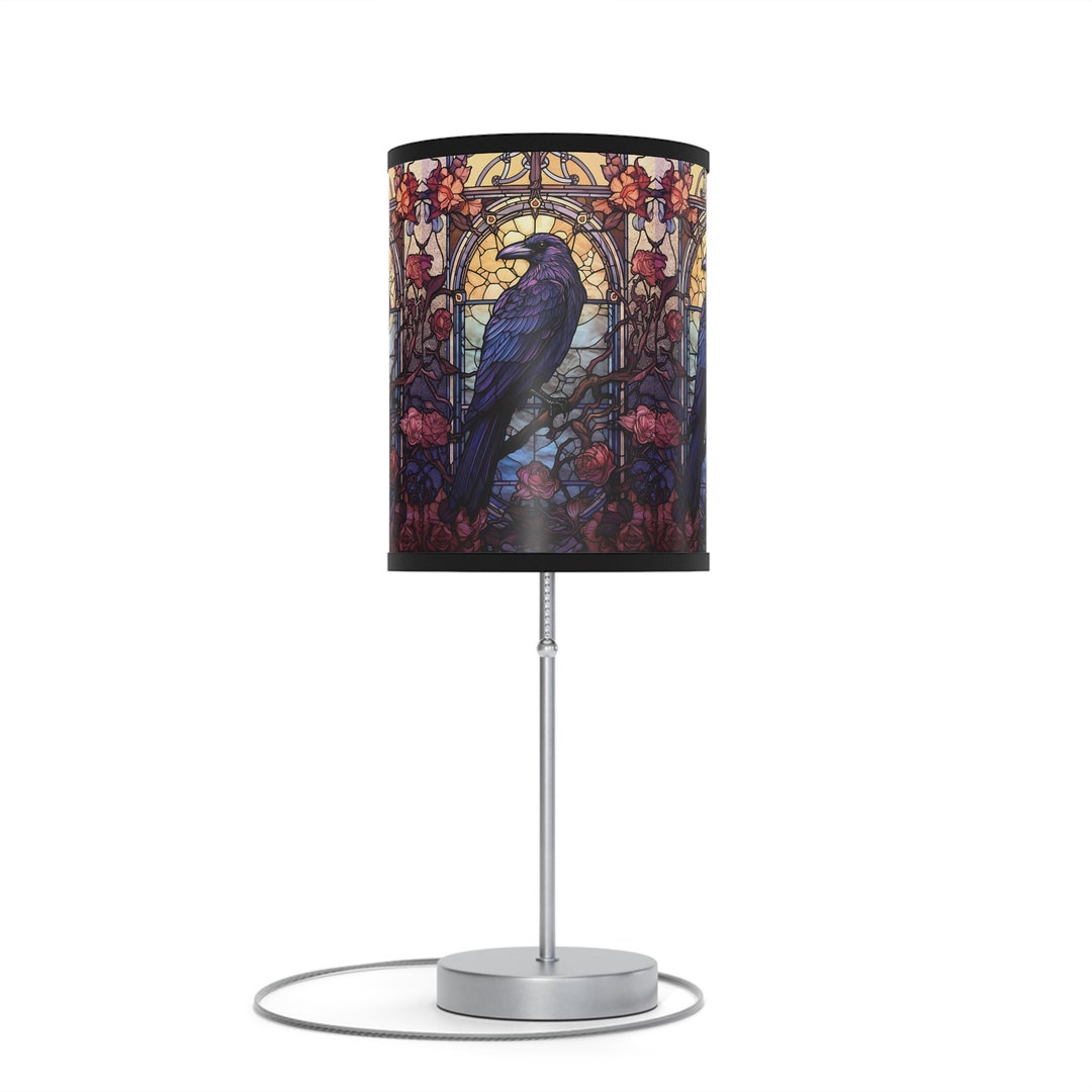 Rose Window Raven Desk Lamp Stained Glass-look Spooky Season Halloween ...