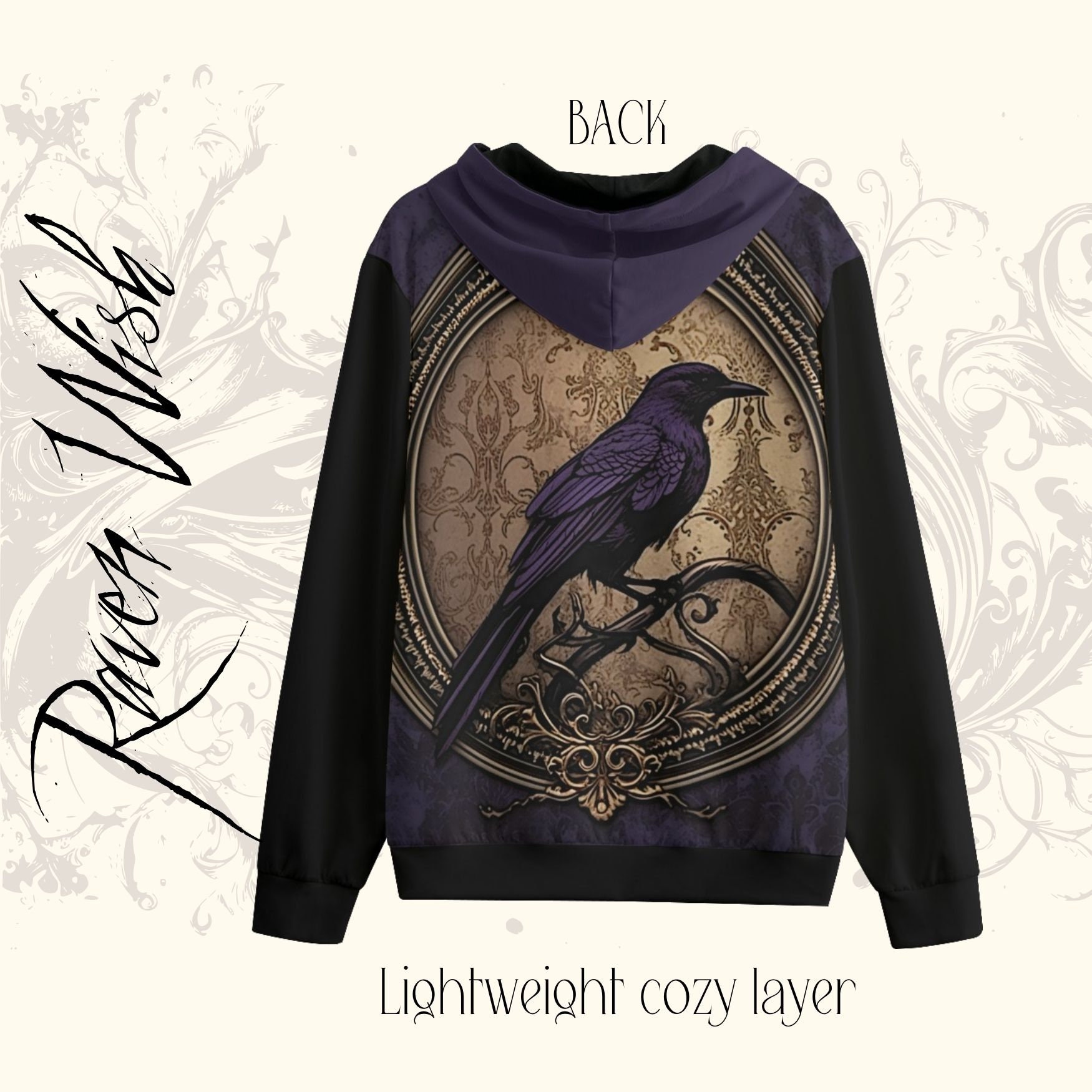 Purple Raven Queen Gothic Victorian Hoodie Delicate Corvid - Etsy