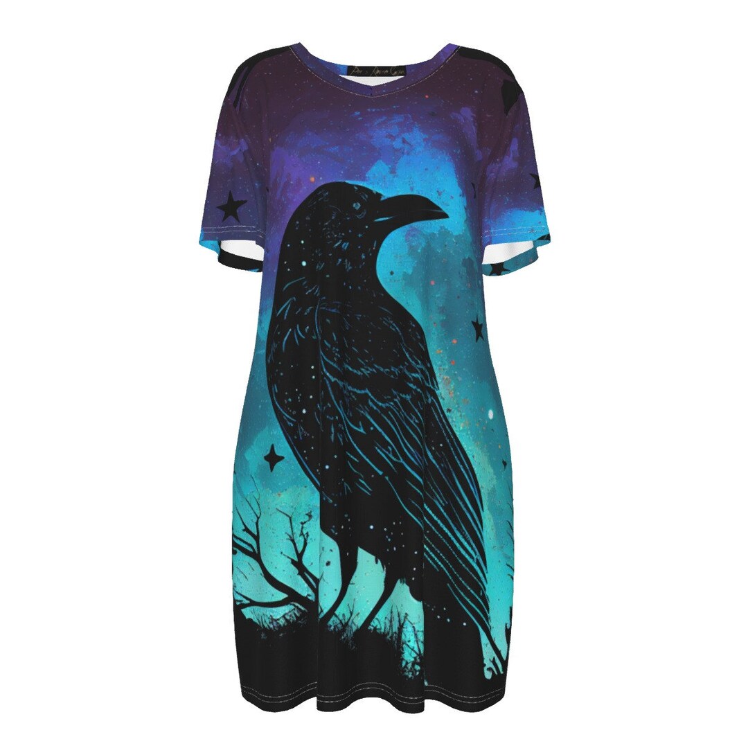 Raven Spirit Dress 100% Cotton Tshirt Casual Sundress Crowcore ...