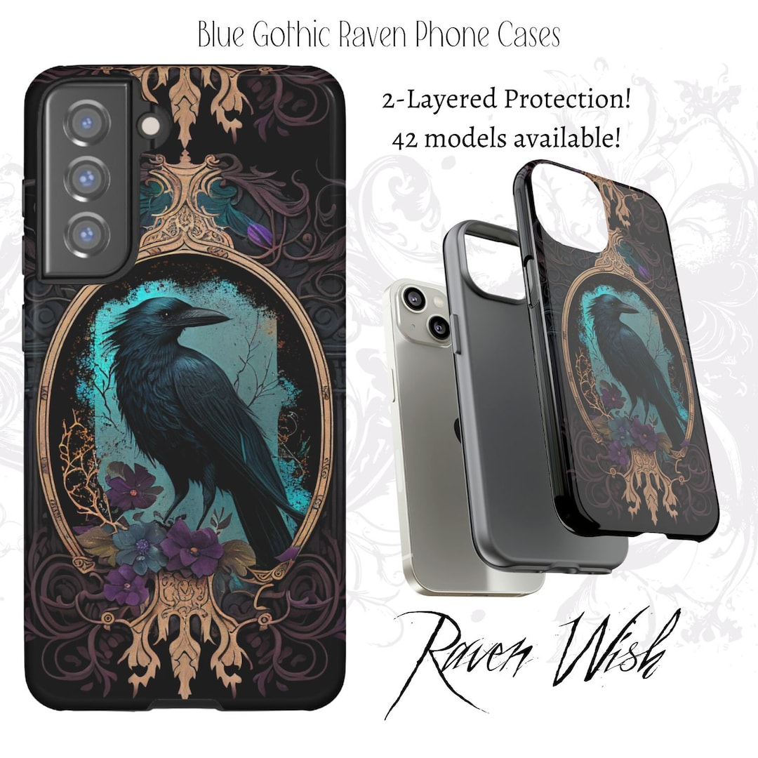 Goth Raven iPhone Samsung and Google Pixel Phone Cases Blue - Etsy