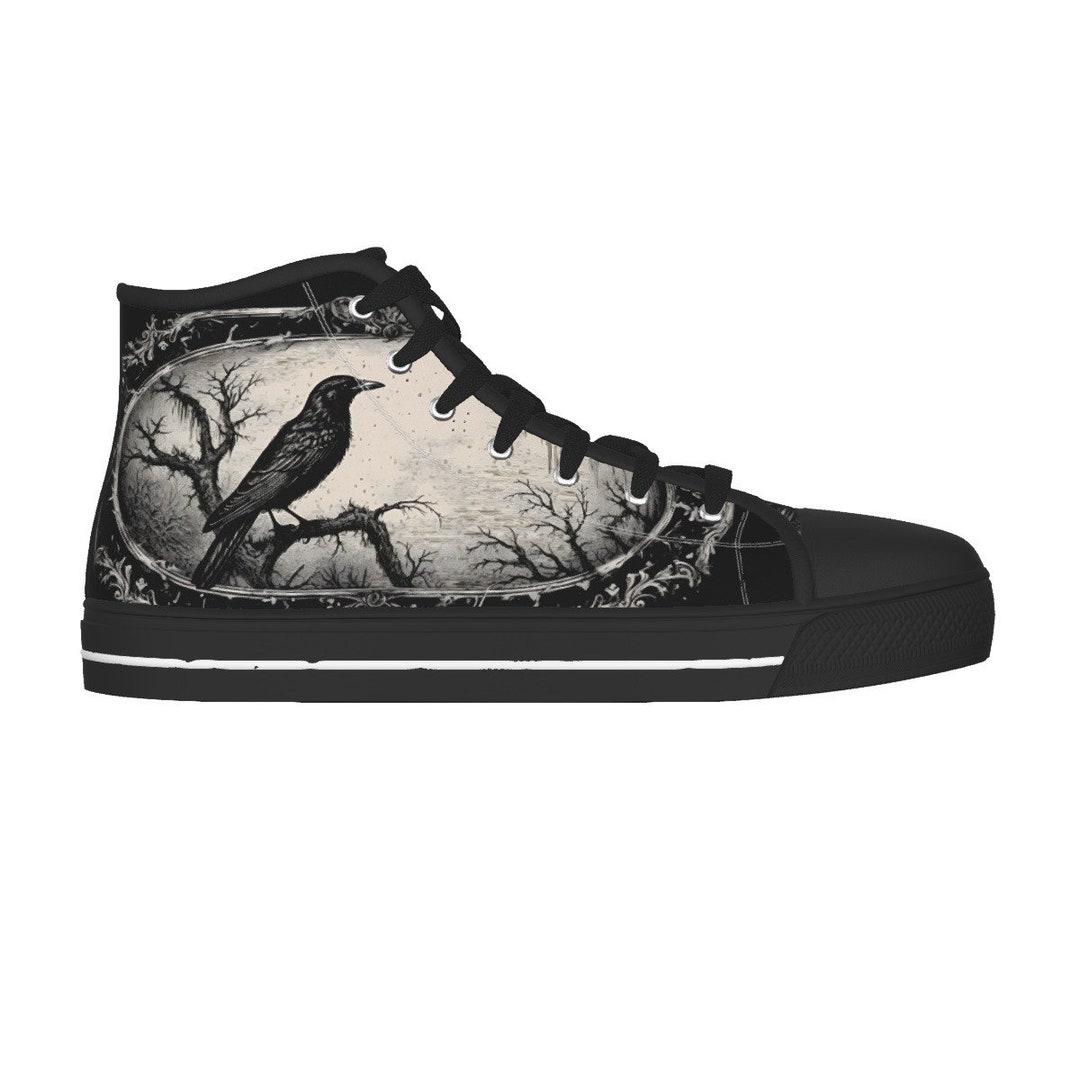 Poe's Swamp Gothic Raven Sneakers Nonbinary High Top Shoes Crowcore ...