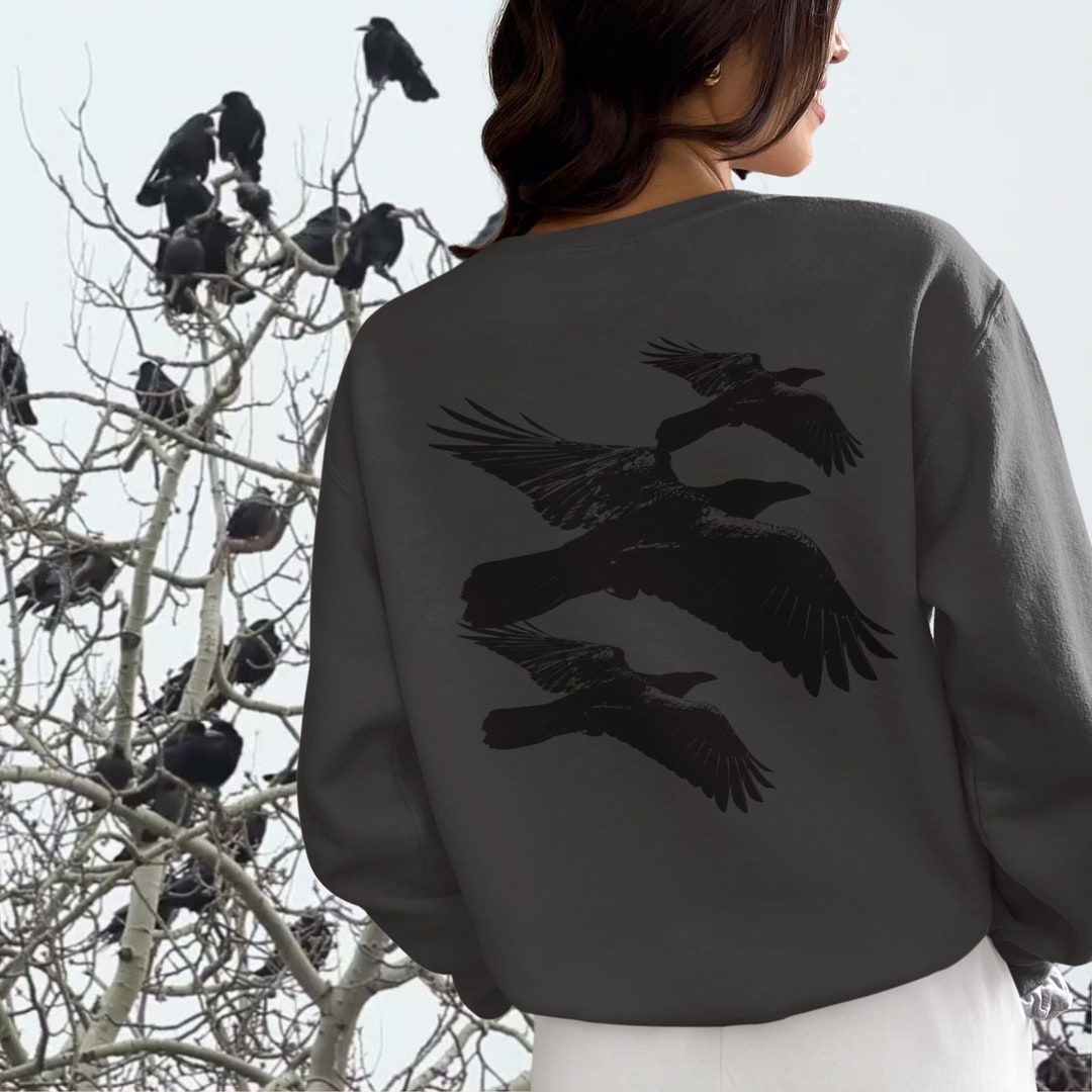 Flying Crows Sweatshirt Ravens Whimsigoth Goth Sweater Alternative ...