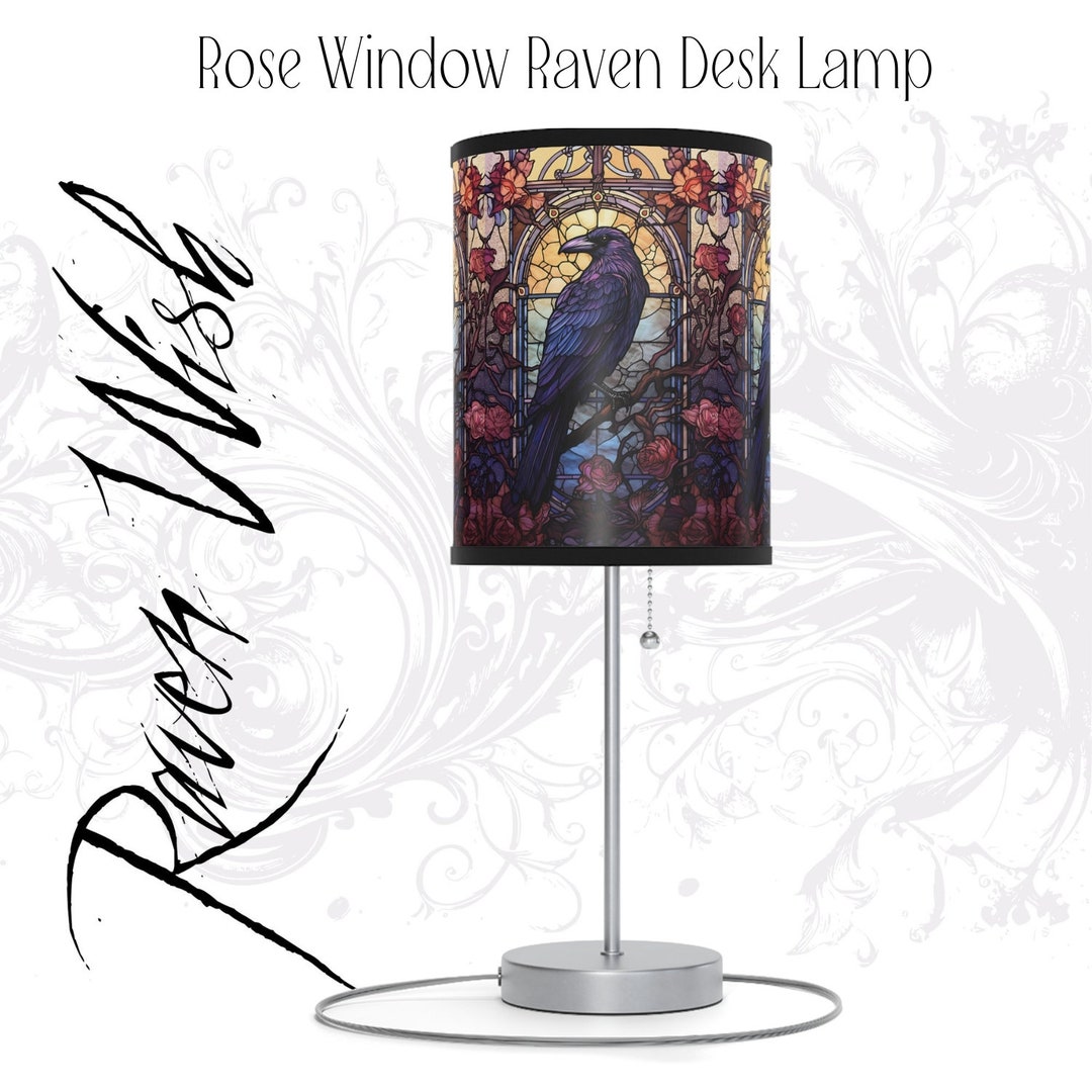 Rose Window Raven Desk Lamp Stained Glass-look Spooky Season Halloween ...