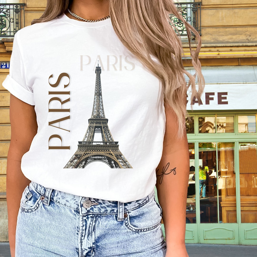 Paris-themed T-shirt With Eiffel Tower, City-inspired Fashion, Paris ...