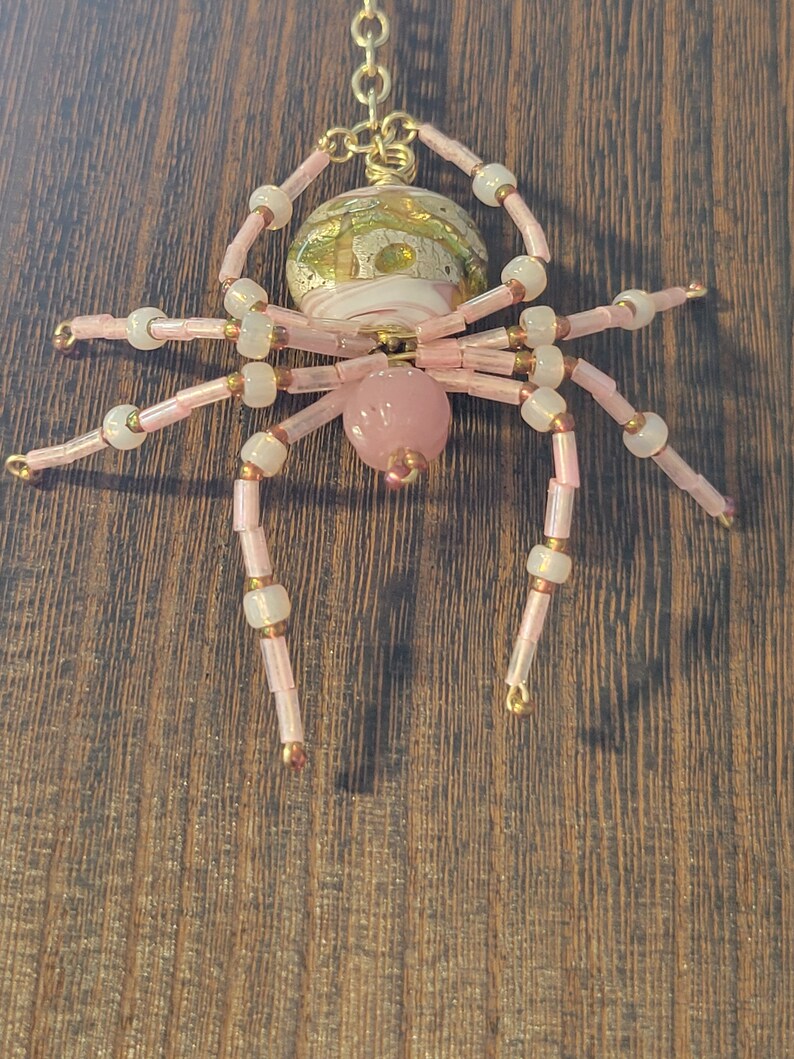 Beaded Spider Necklace-pink - Etsy