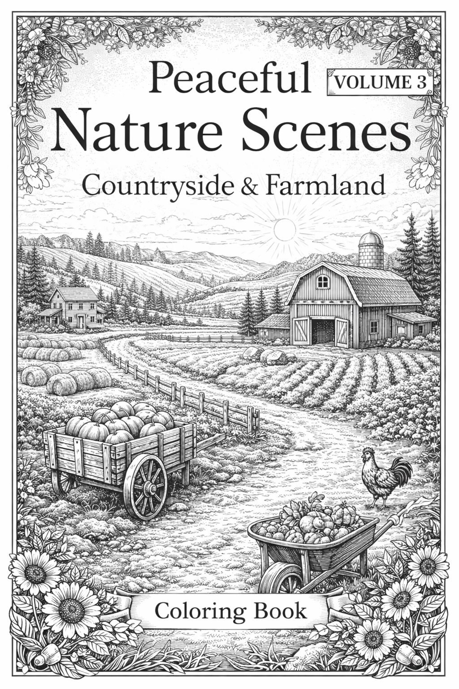 Nature & Scene Coloring Book for Adults – Volume 3 | Countryside Garden ...