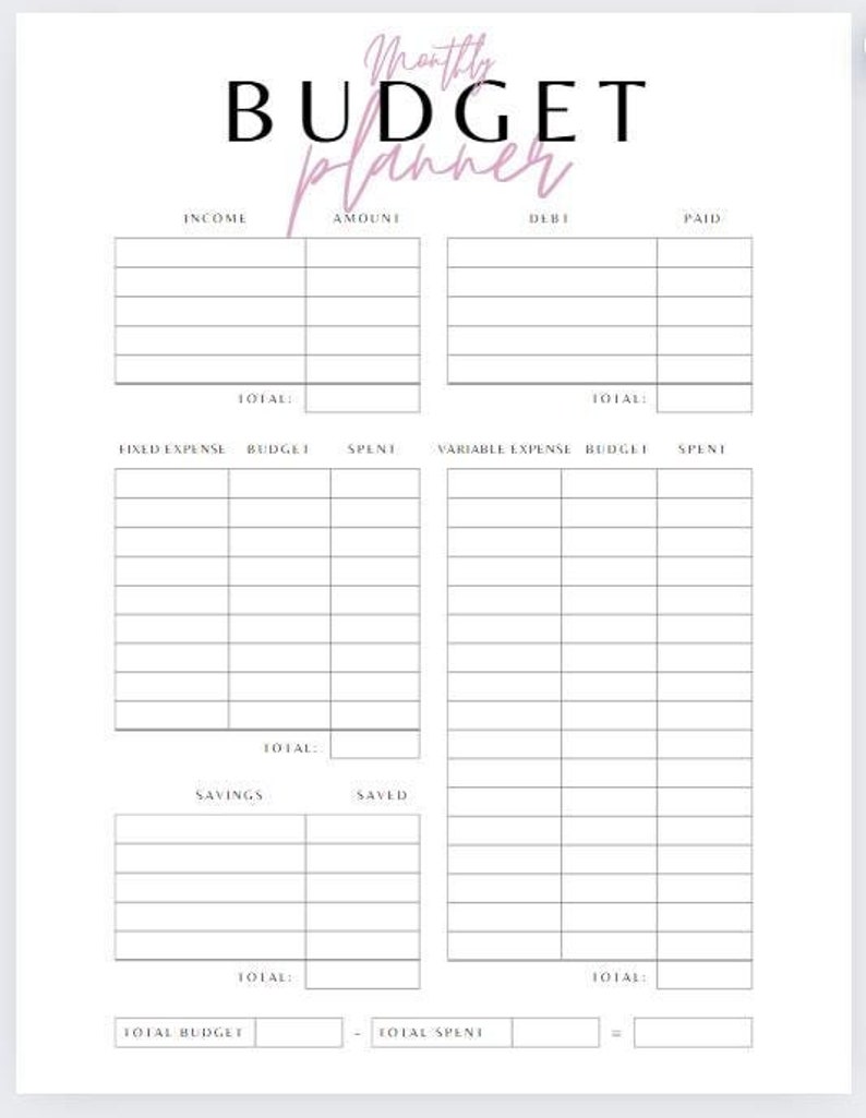 Printable Monthly Budget Tracker PDF - Etsy