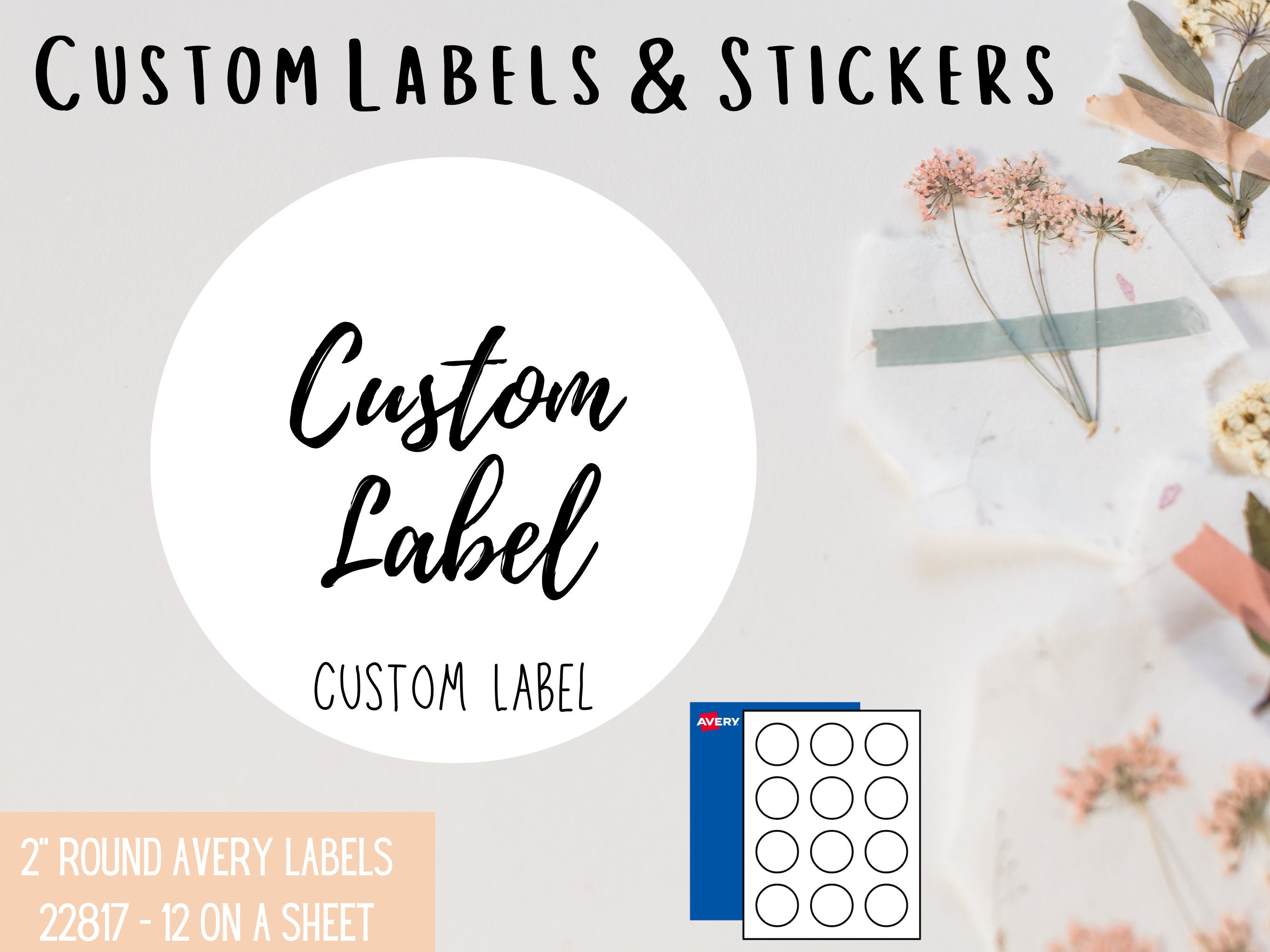 Printable Stickers/labels With Custom Fonts and Colors, Circle Labels ...