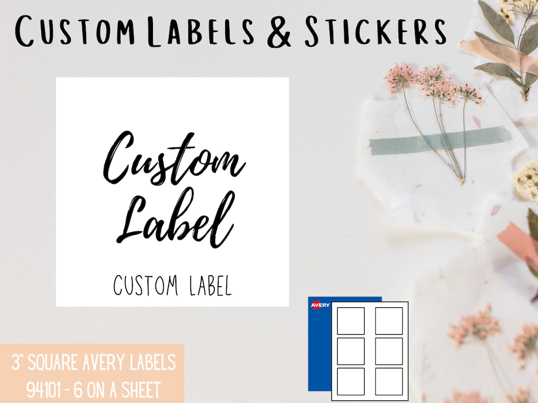 Printable Stickers/labels With Custom Fonts and Colors, Square Labels ...