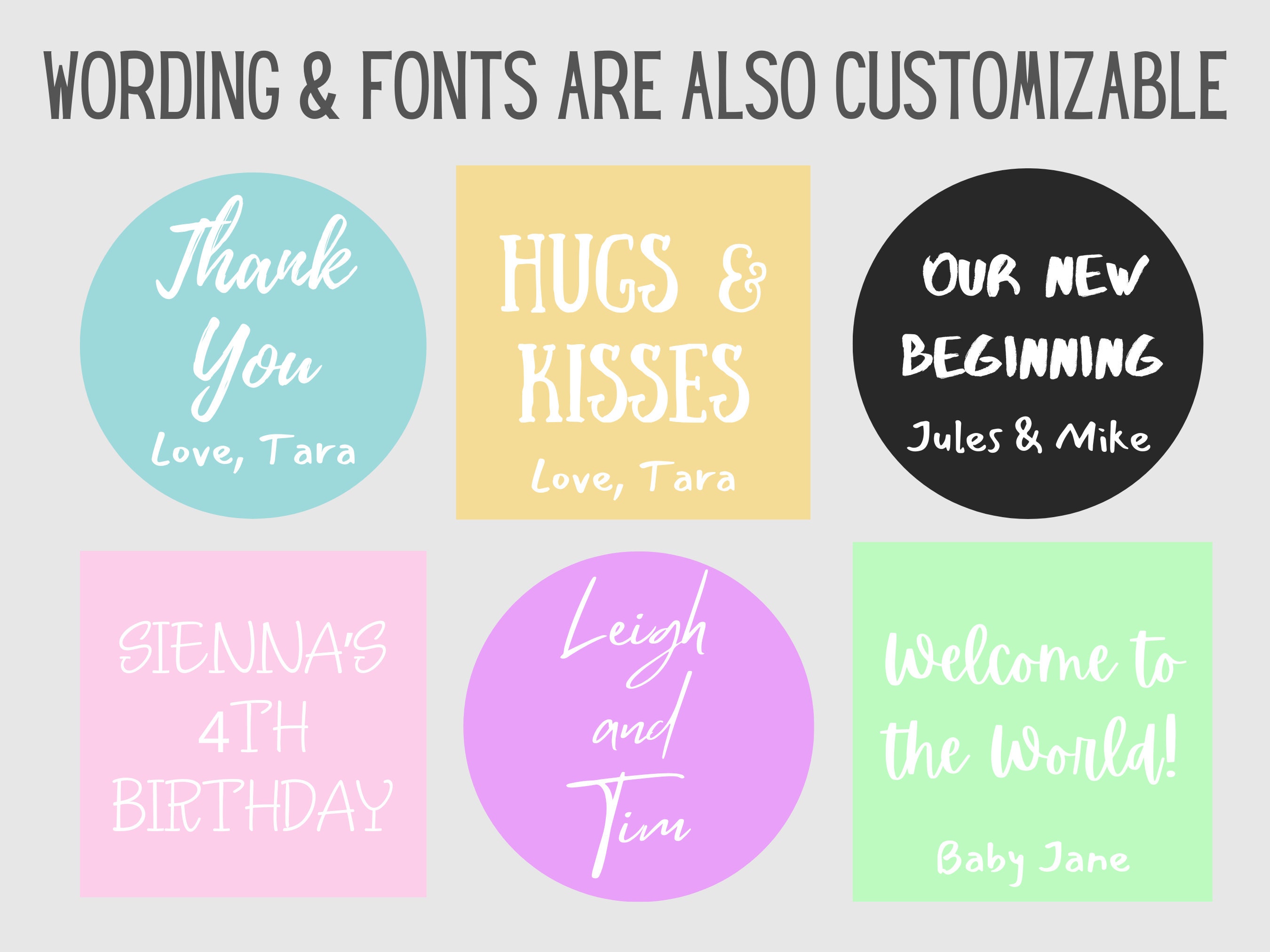 Printable Stickers/labels With Custom Fonts and Colors, Custom Square ...