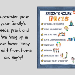 House Rules Sign, Poster, Template, Canva, Digital File, House Rules ...