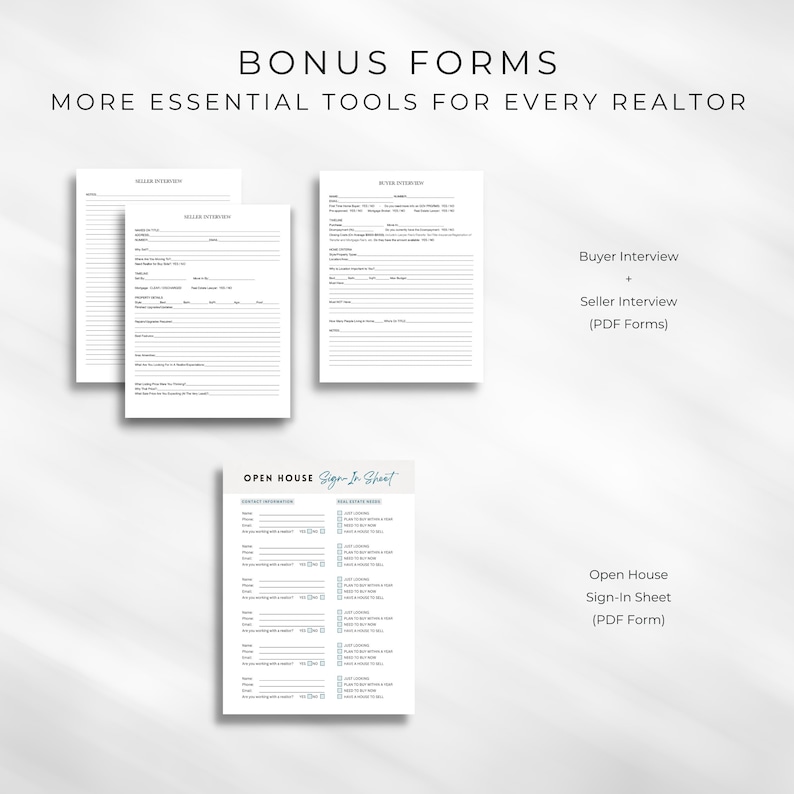 Realtor Checklist & Forms Bundle: Editable Canva Templates (digital ...