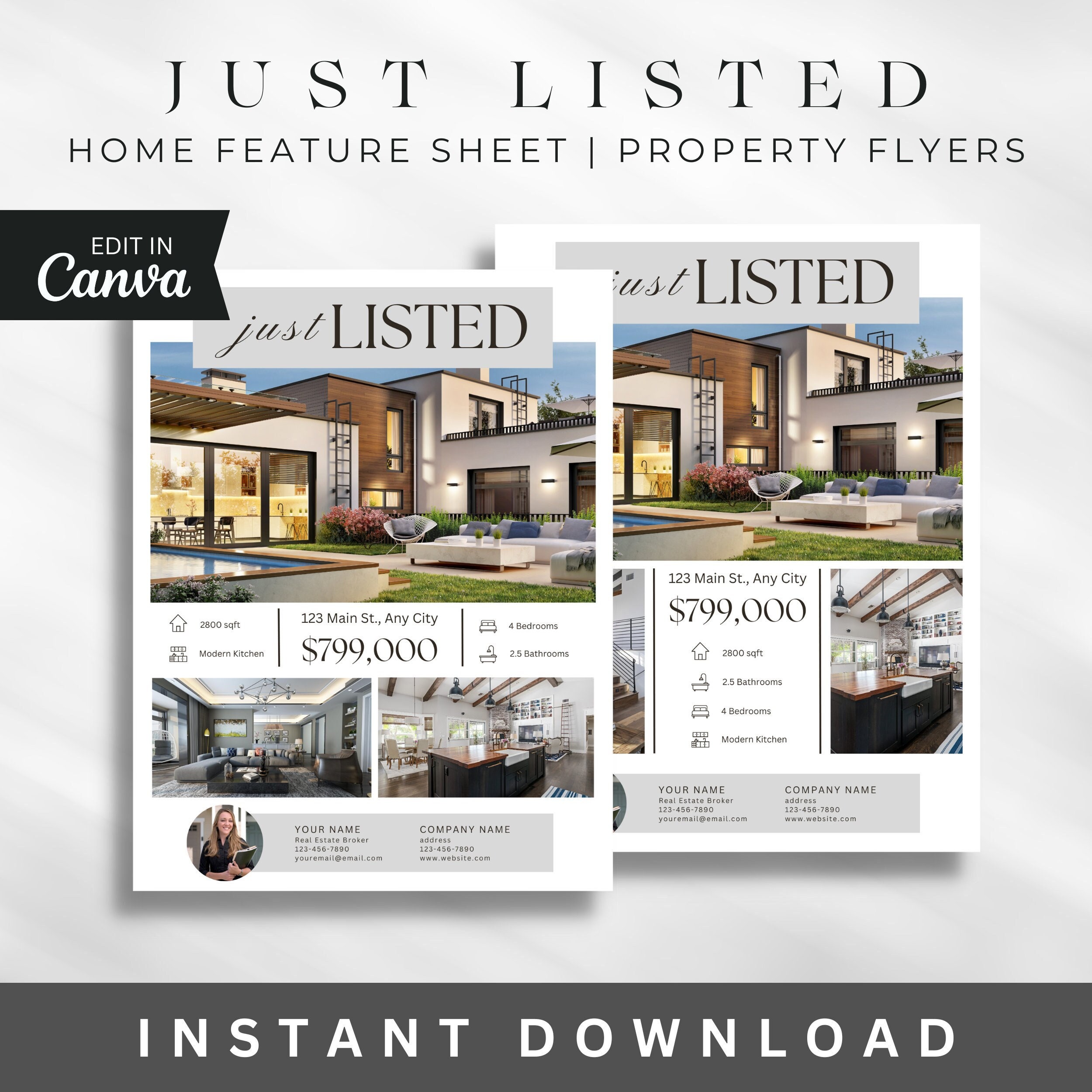Just Listed Feature Sheet Property Flyer, Digital Real Estate Template ...